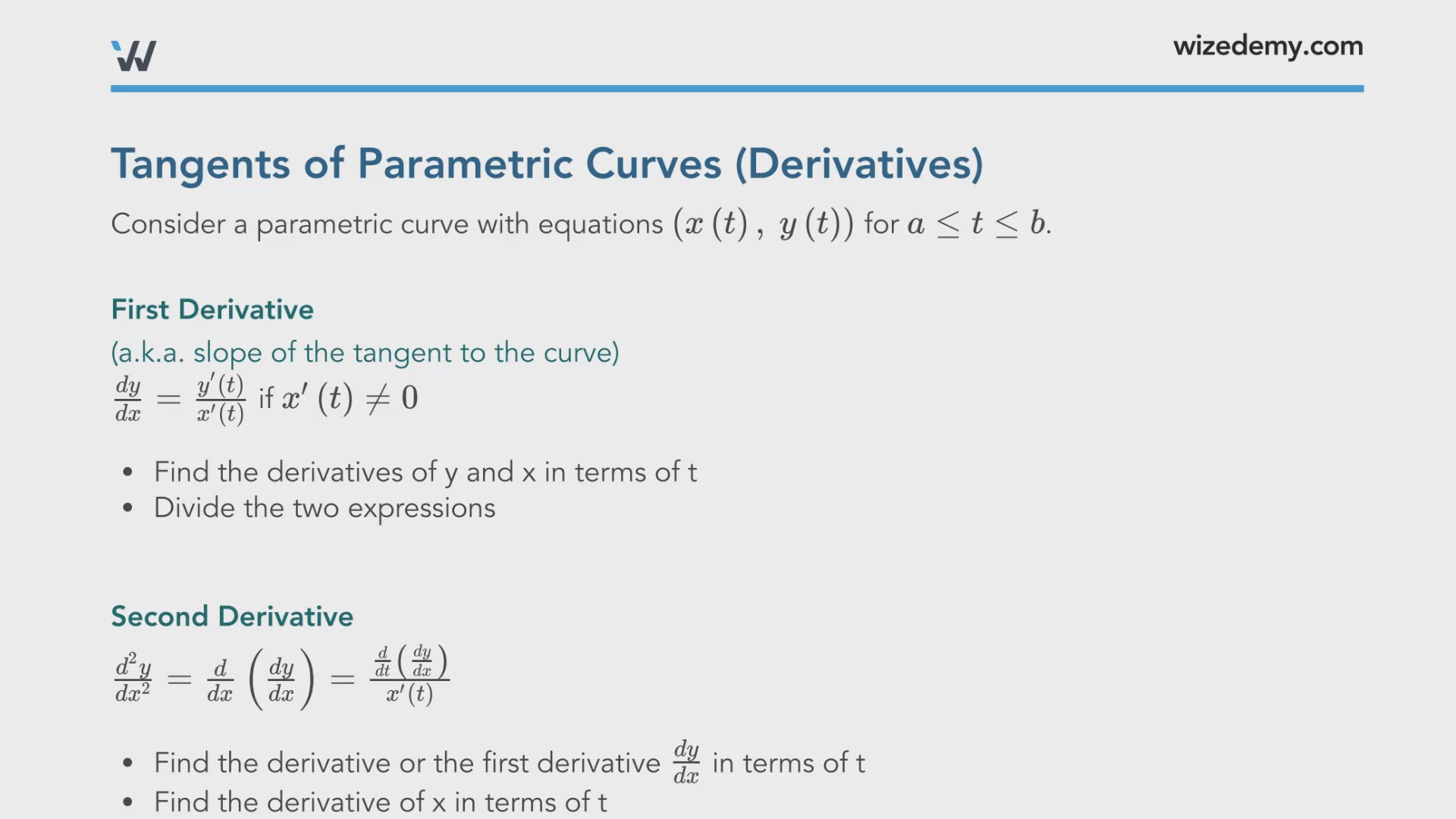 Calculus w/ Parametric Curves - Wize University Calculus 2 Textbook ...