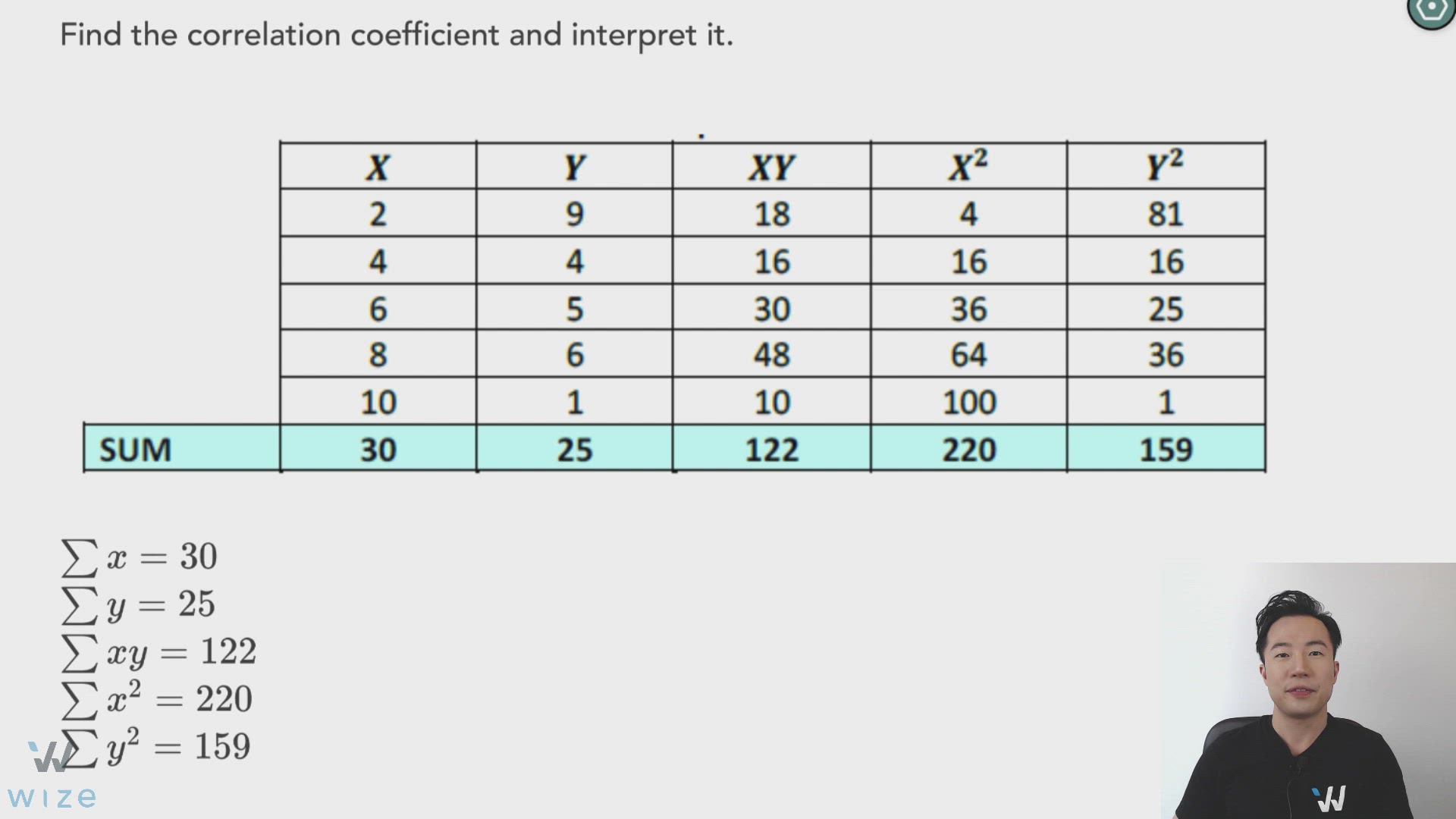 Solving for Correlation - Wize University Statistics Textbook | Wizeprep