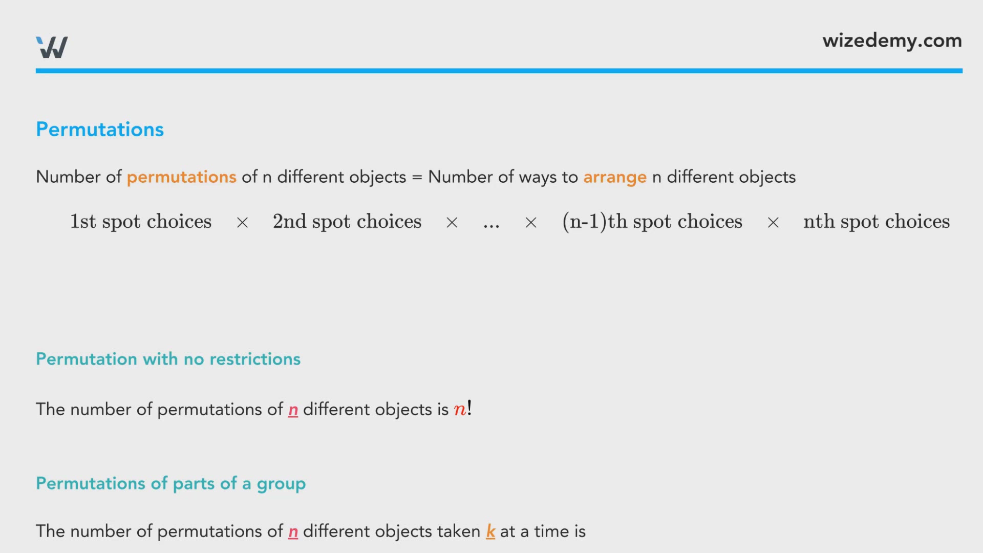 Permutations - Wize High School Grade 12 Pre-Calculus Textbook | Wizeprep
