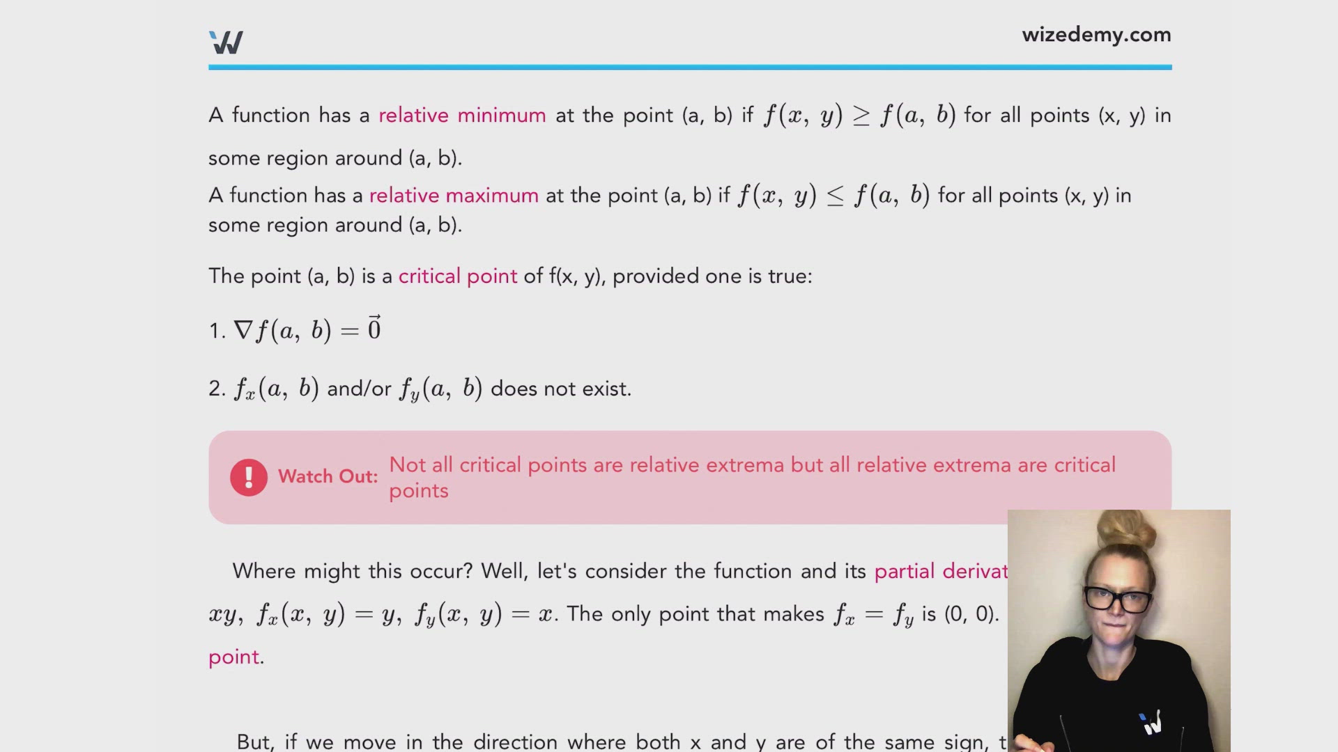 Maximum and Minimum Points - Finding Critical Points in Level Curves - Wize University Calculus ...