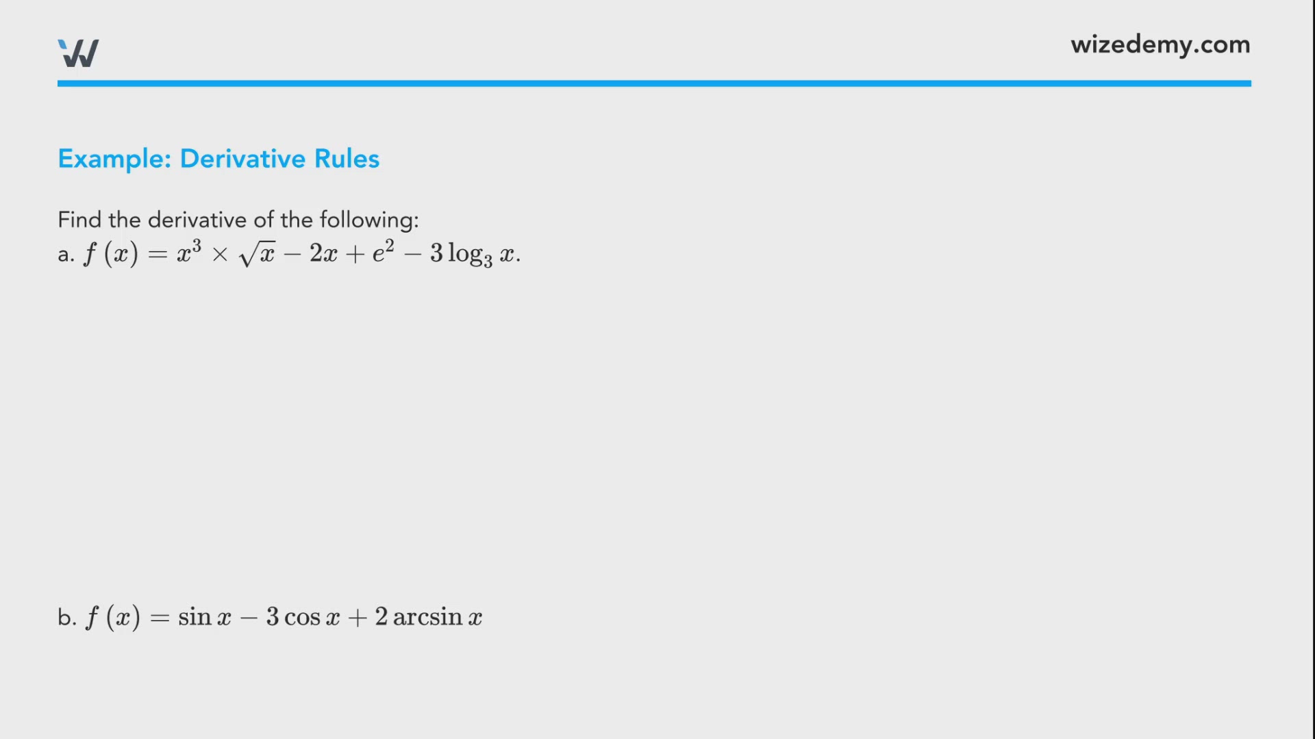 Derivative Rule - Wize University Calculus 2 Textbook | Wizeprep