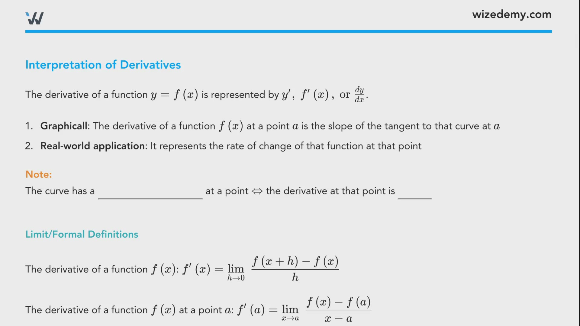 Basics of Derivatives - Wize University Calculus 2 Textbook | Wizeprep