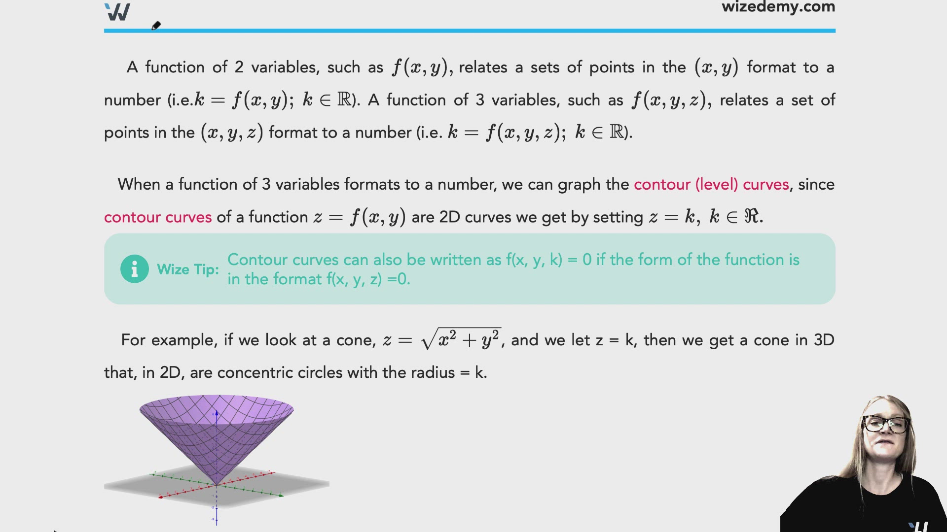 Functions of 2 and 3 Variables & Contour Curves - Wize University Calculus 3 Textbook | Wizeprep