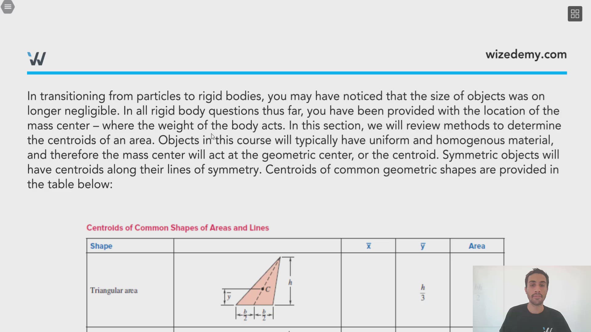 Centroids of Area - Wize University Statics Textbook (Master) | Wizeprep