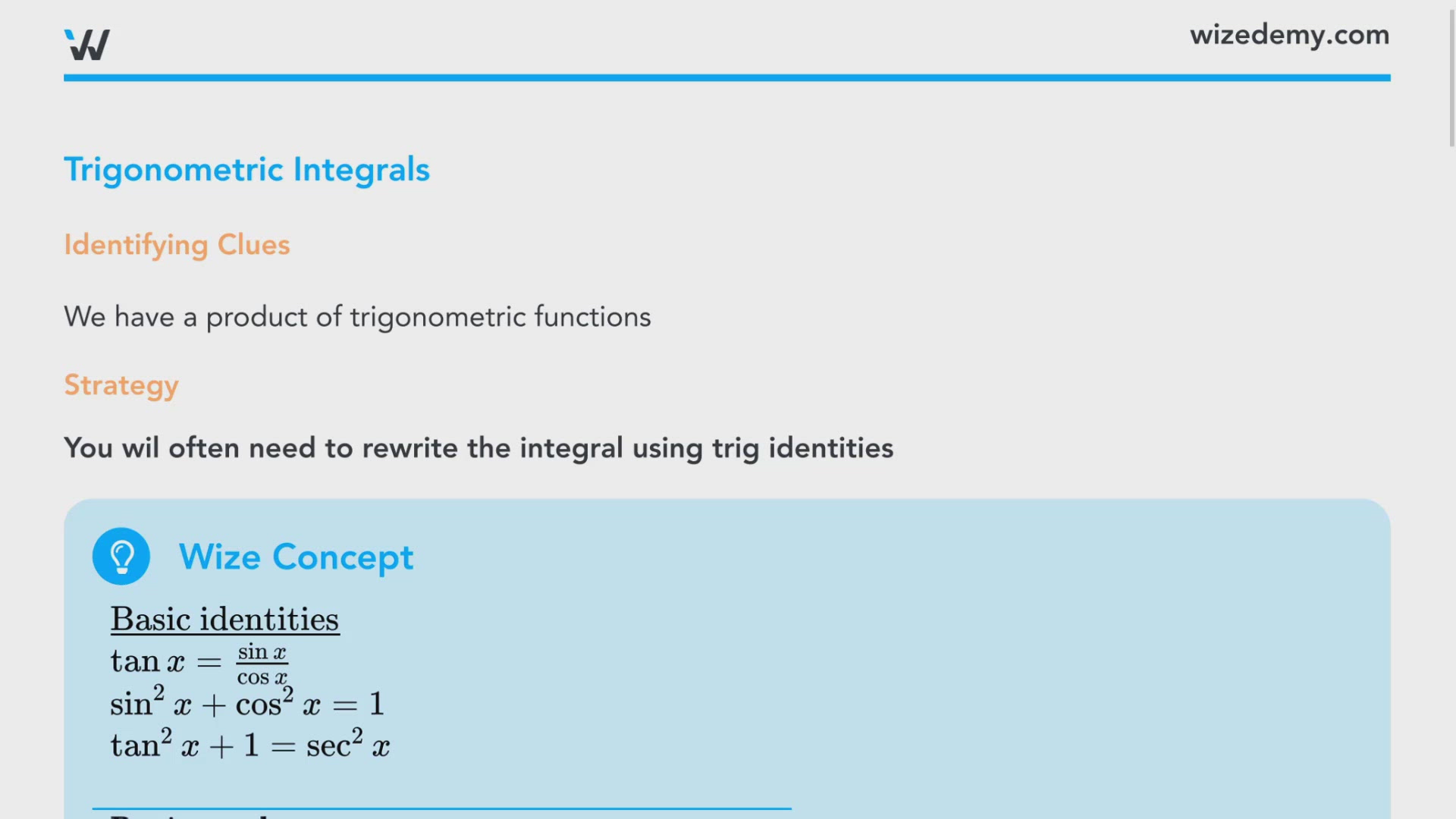Trig Integrals - Wize University Calculus 2 Textbook | Wizeprep