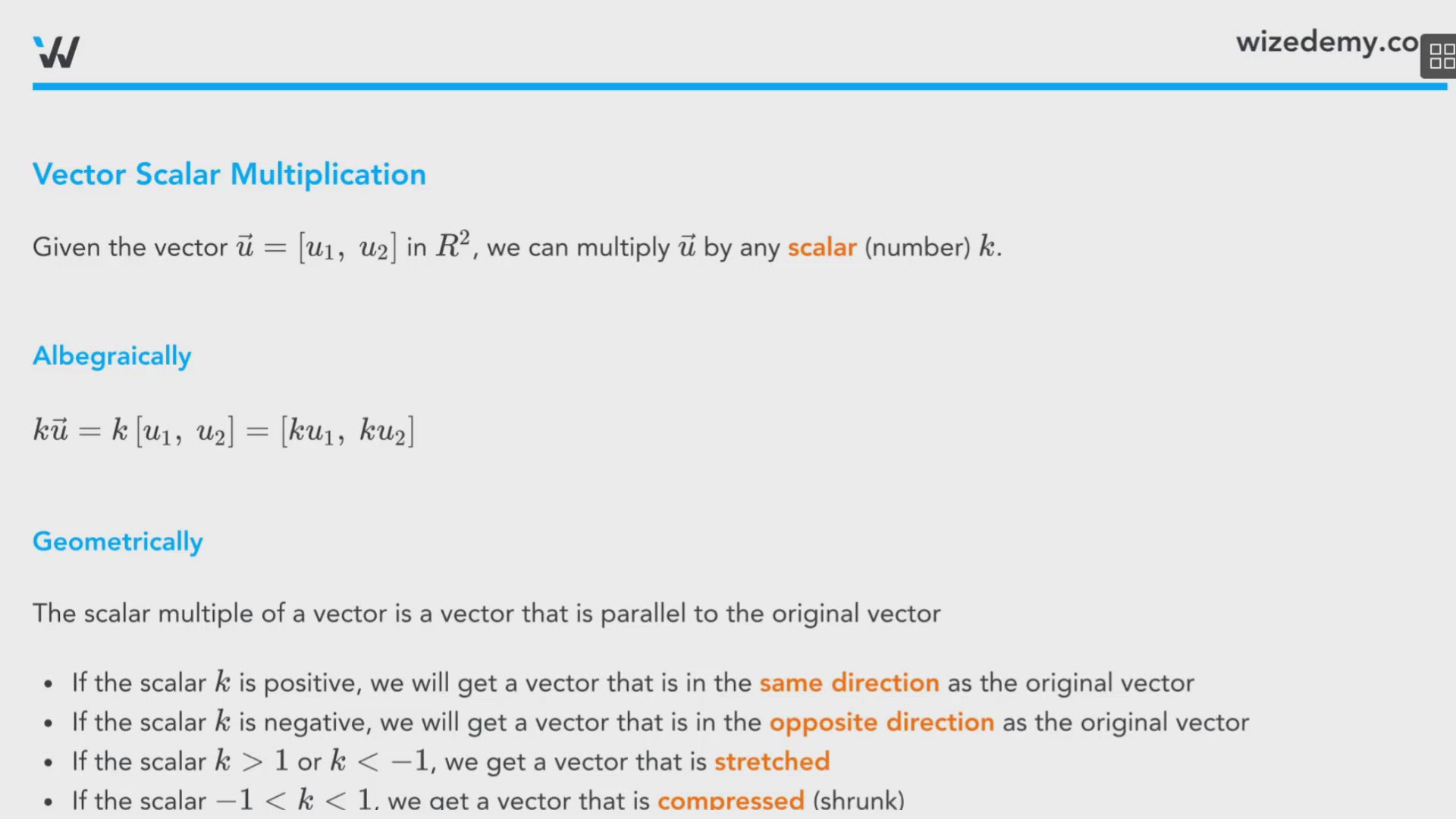 Vector Operations - Wize High School Grade 12 Calculus Textbook | Wizeprep