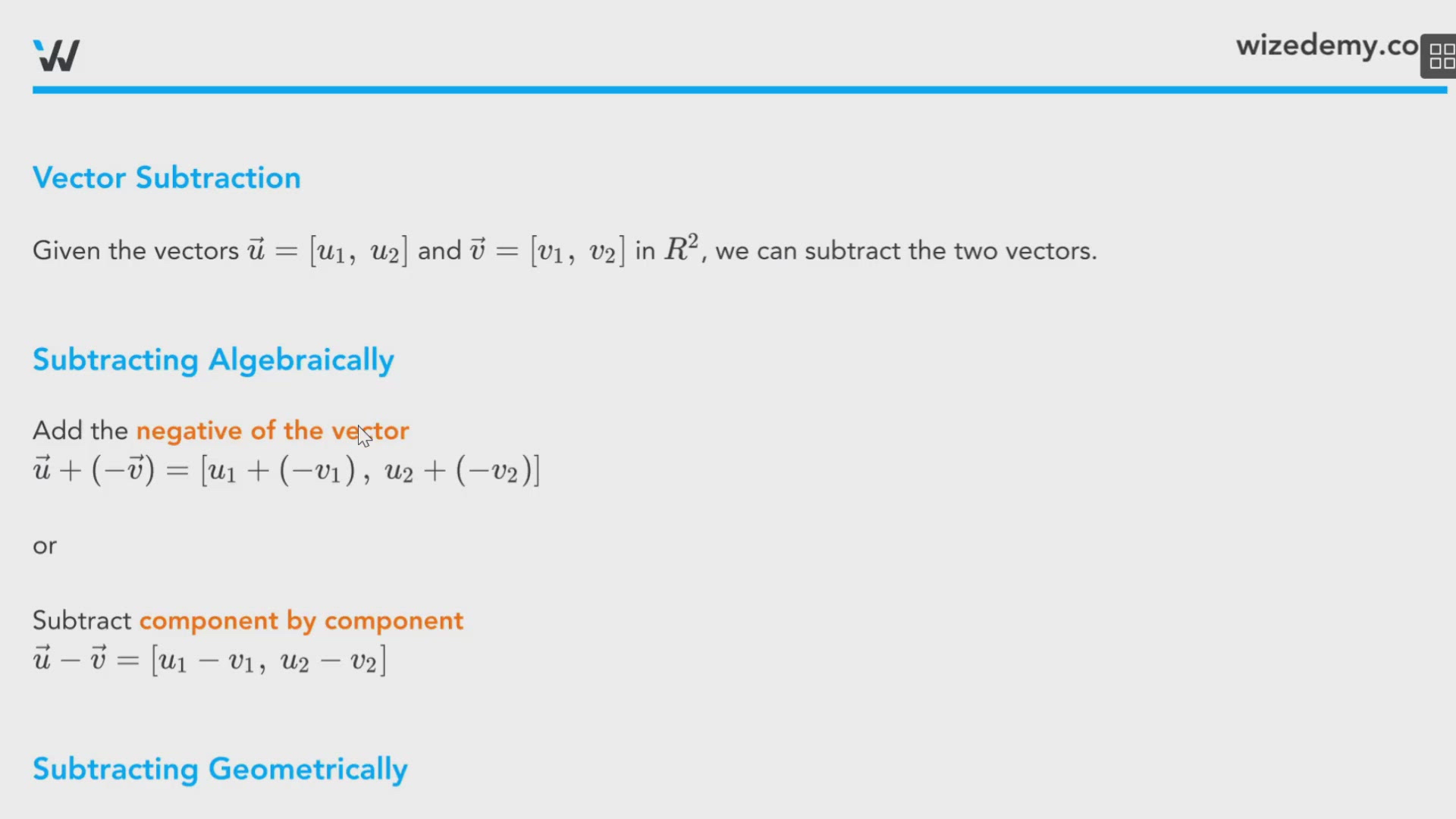 Vector Operations - Wize High School Grade 12 Calculus Textbook | Wizeprep