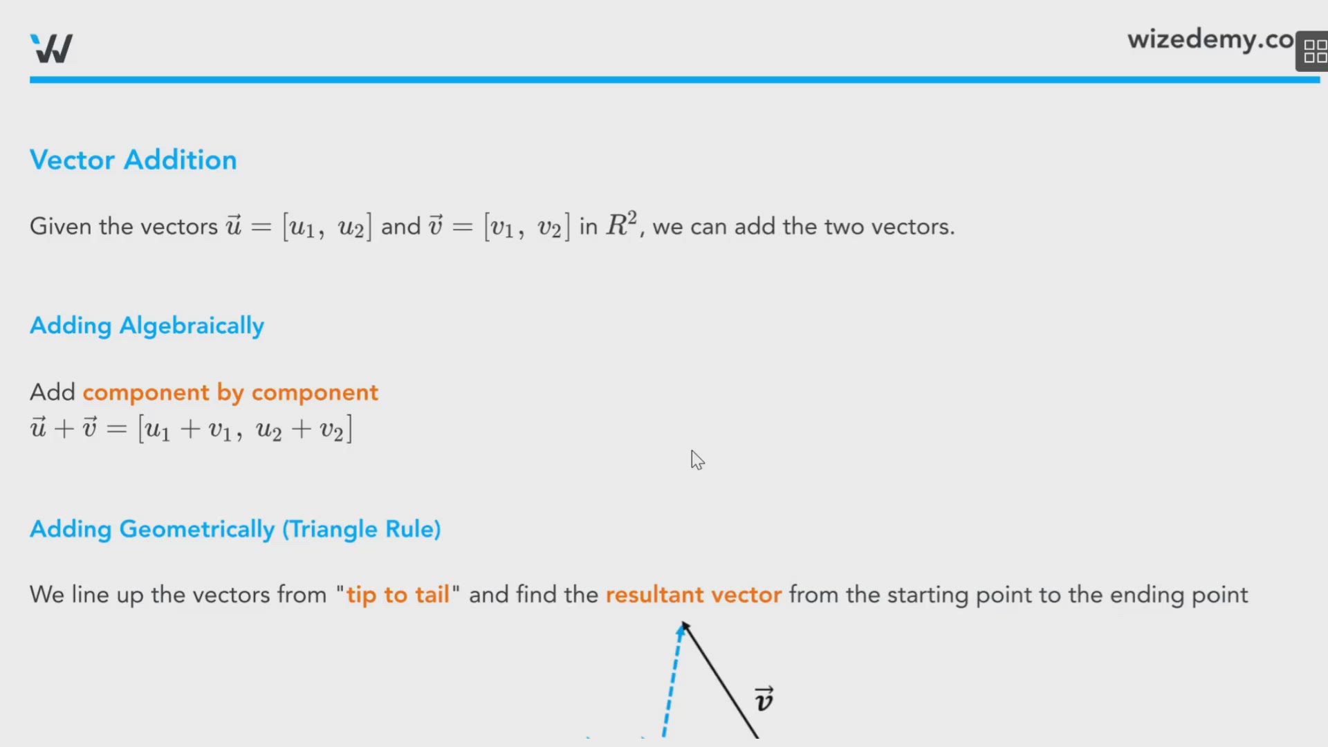 Vector Operations - Wize High School Grade 12 Calculus Textbook | Wizeprep