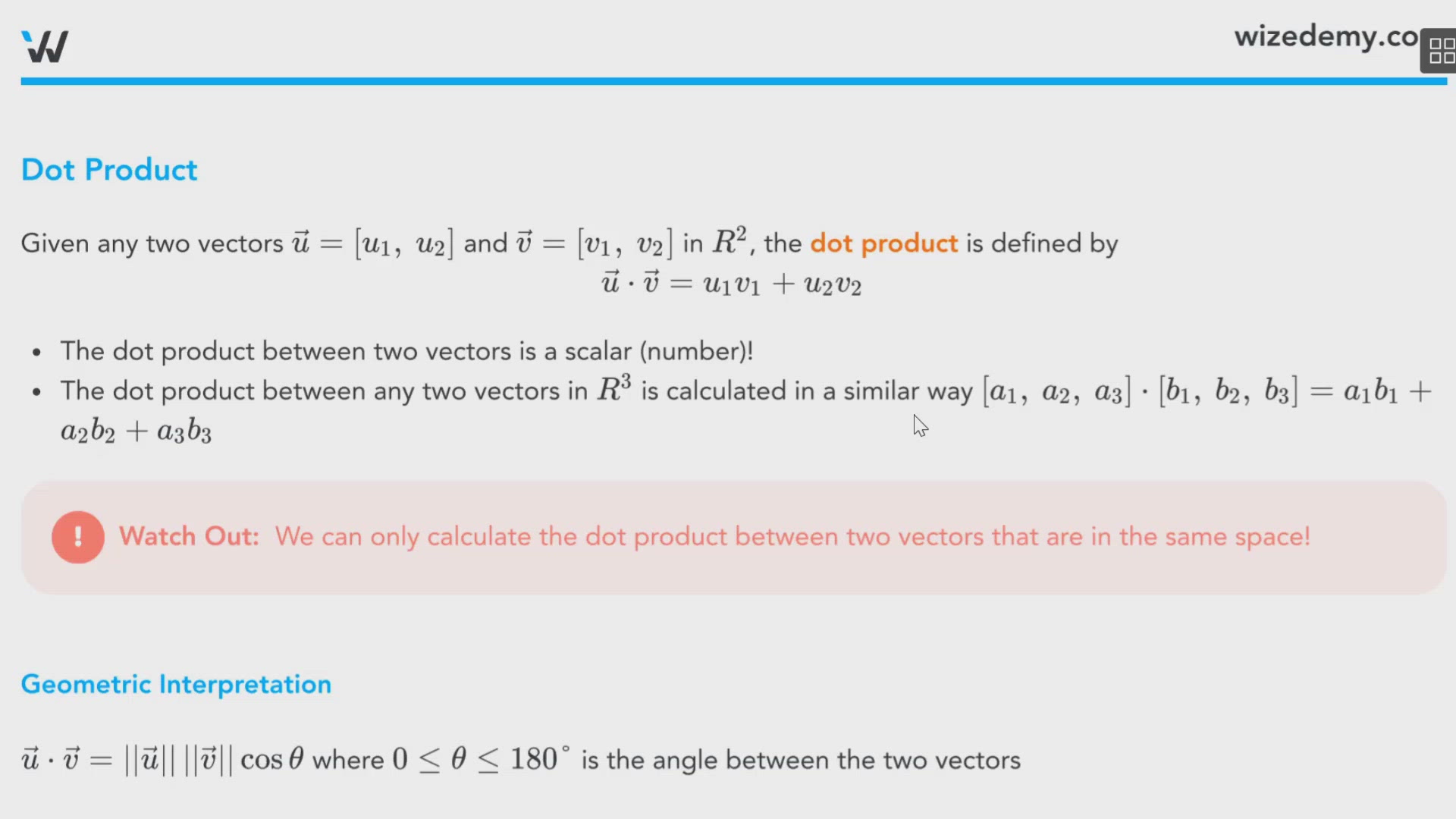 Dot Product - Wize High School Grade 12 Calculus Textbook | Wizeprep