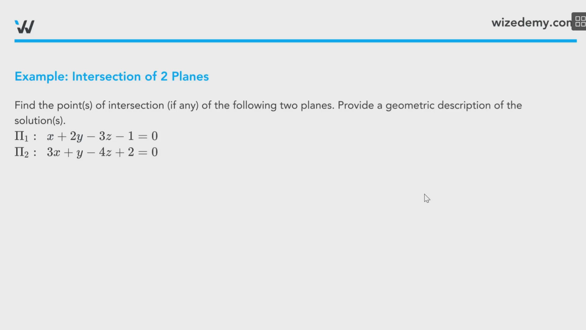 Intersection of 2 Planes - Wize High School Grade 12 Calculus Textbook ...