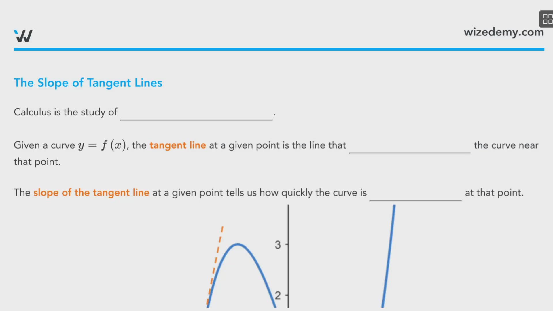 The Slope of Tangent Lines - Wize High School Grade 12 Calculus ...