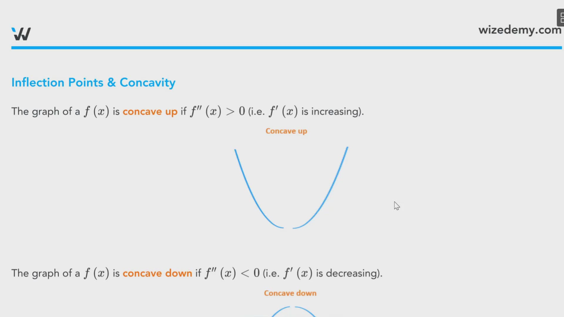 Inflection Points & Concavity - Wize High School Grade 12 Calculus ...