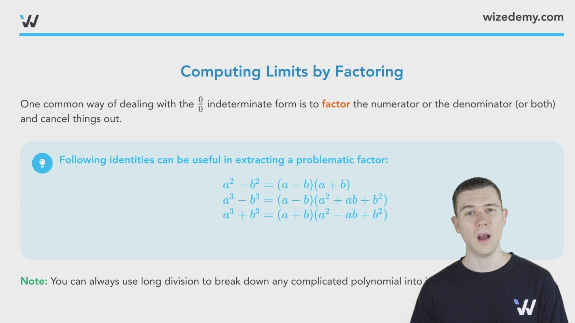 Computing Limits by Factoring - Wize University Calculus 1 Textbook | Wizeprep