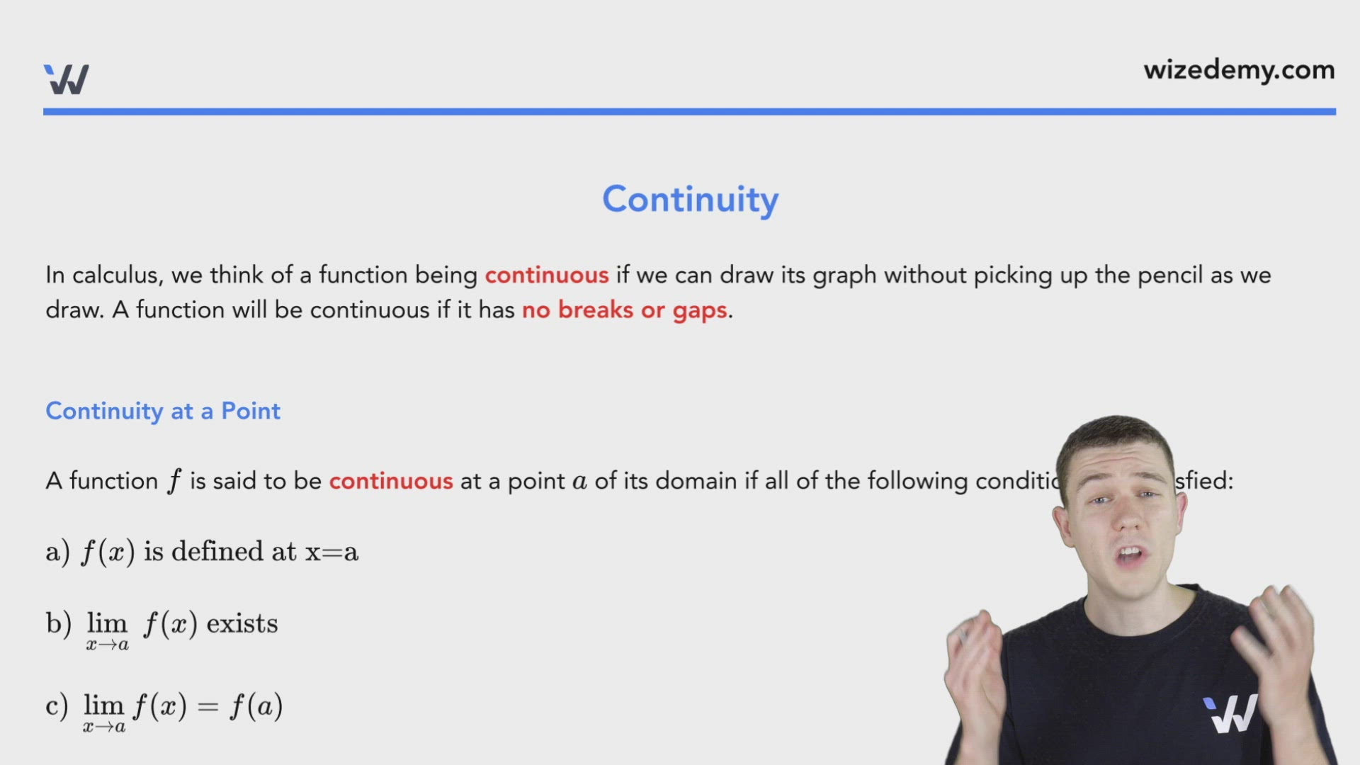 Continuity - Wize University Calculus 1 Textbook | Wizeprep