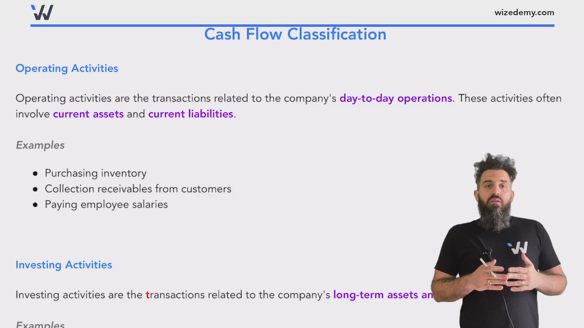Cash Flow Classification - Wize University Introduction to Financial ...