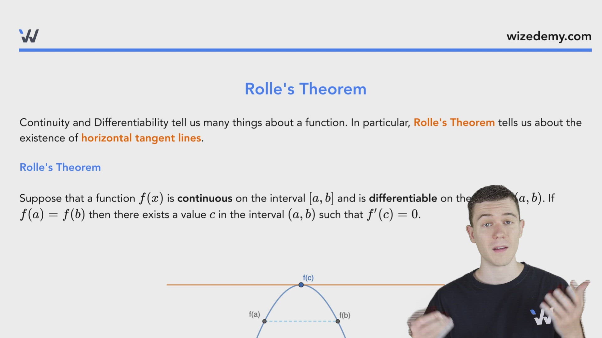 Rolle's Theorem - Wize University Calculus 1 Textbook | Wizeprep