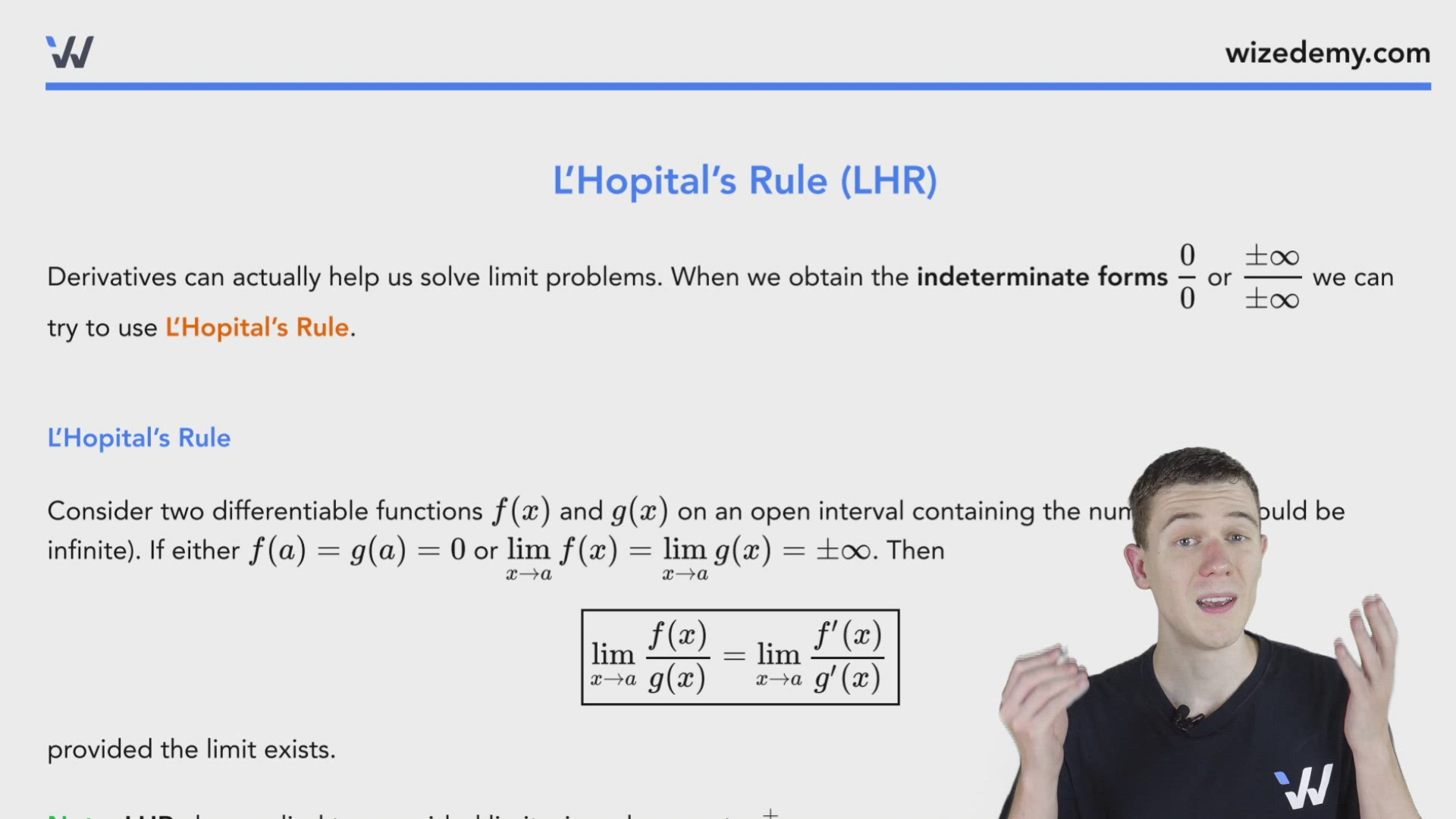 L Hopital s Rule Indeterminate Forms Wize University Calculus 1 L Hopital s Rule Indeterminate Forms Wize University Calculus 1