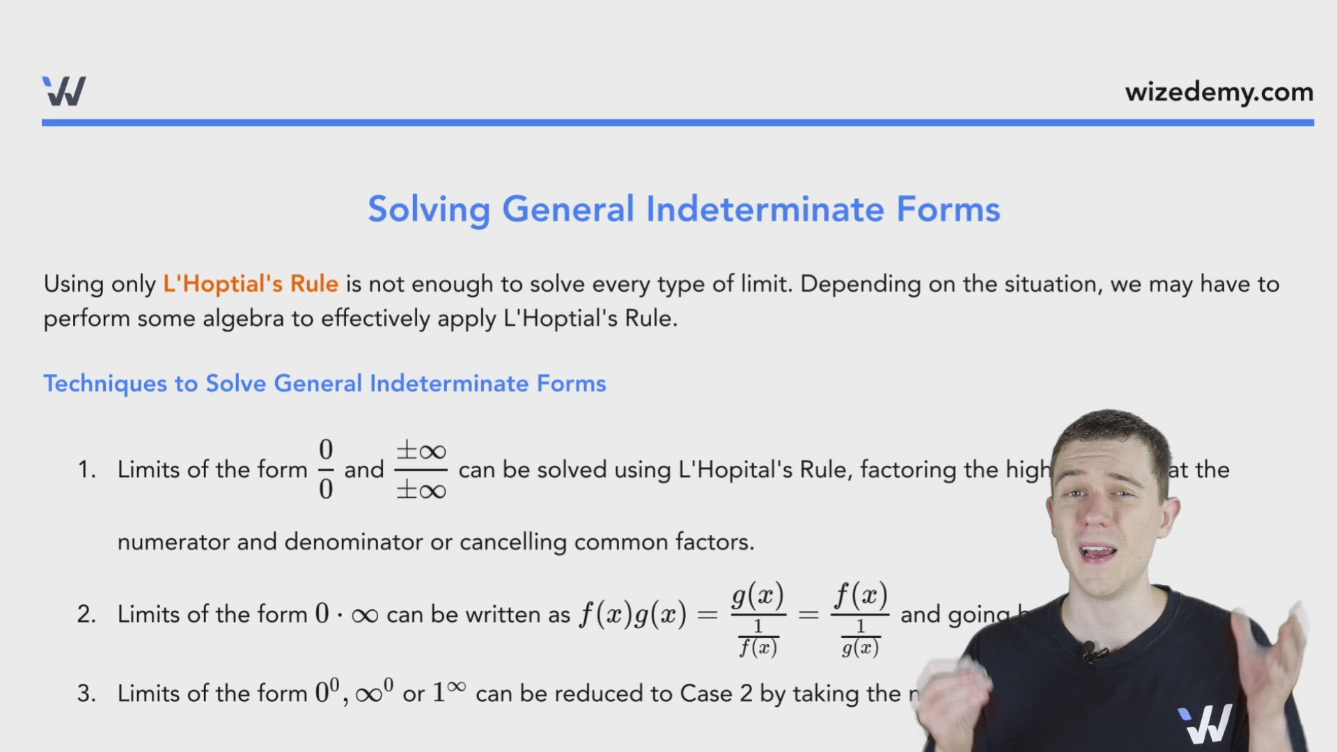 Solving General Indeterminate Forms - Wize University Calculus 1 Textbook | Wizeprep