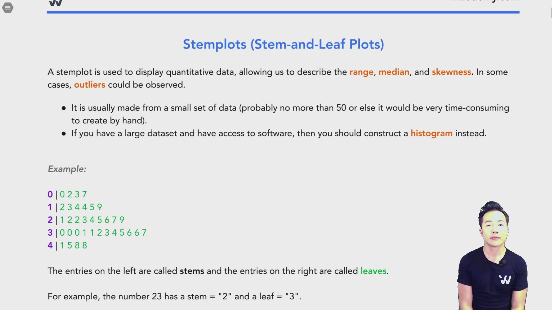 Stemplots - Wize University Statistics Textbook | Wizeprep