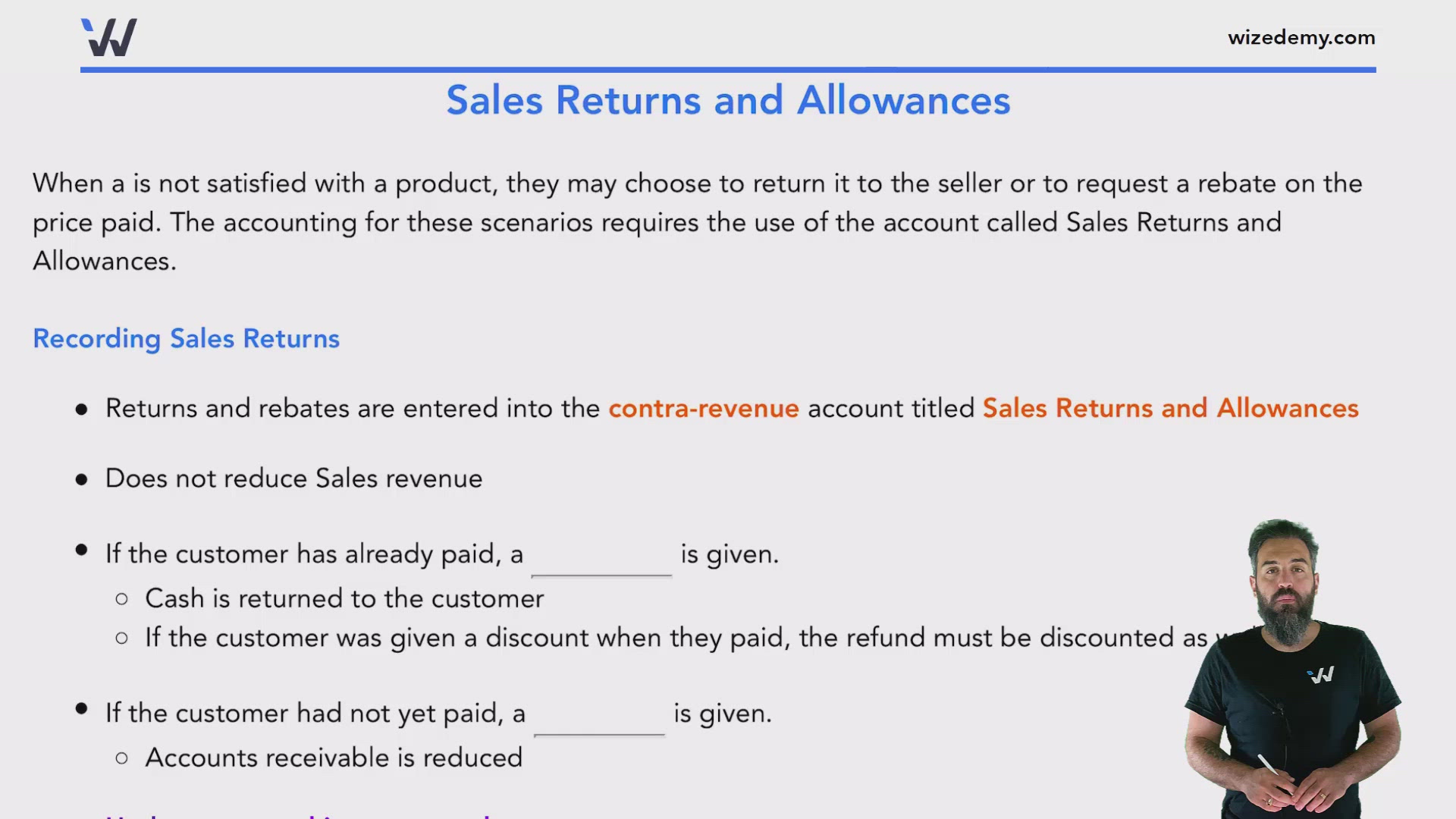 Sales Returns and Allowances - Wize University Introduction to ...