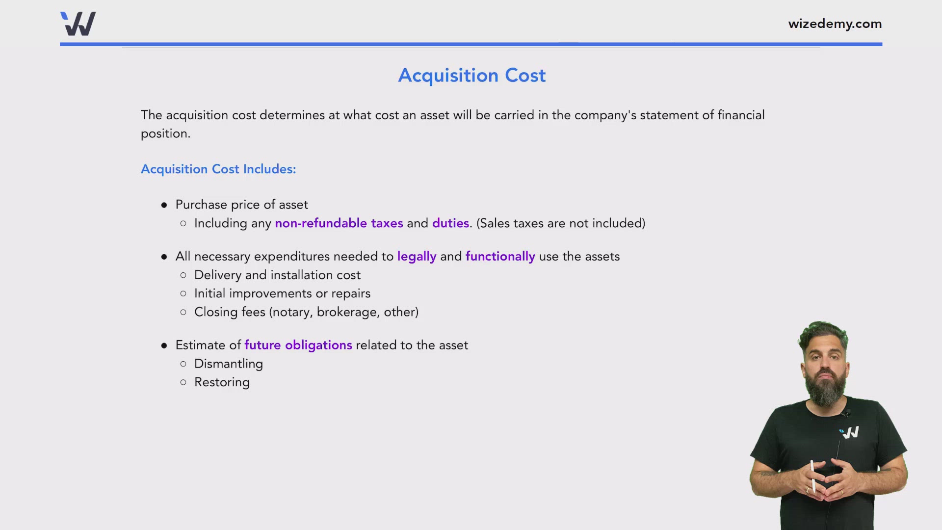 Acquisition Cost - Wize University Introduction to Financial Accounting ...