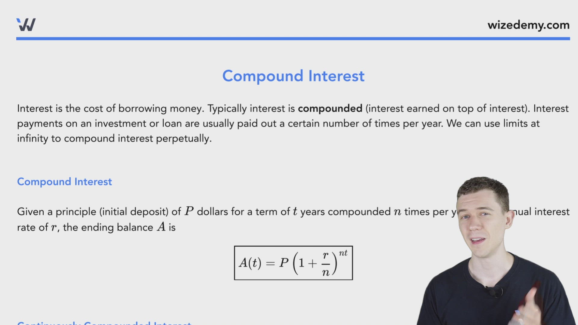 Compound Interest - Wize University Calculus 1 Textbook | Wizeprep