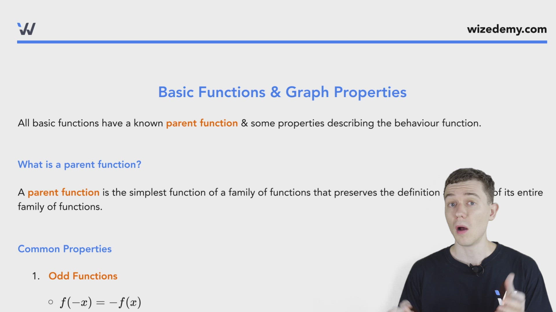 Basic Functions & Graph Properties - Wize High School Grade 12 Pre ...