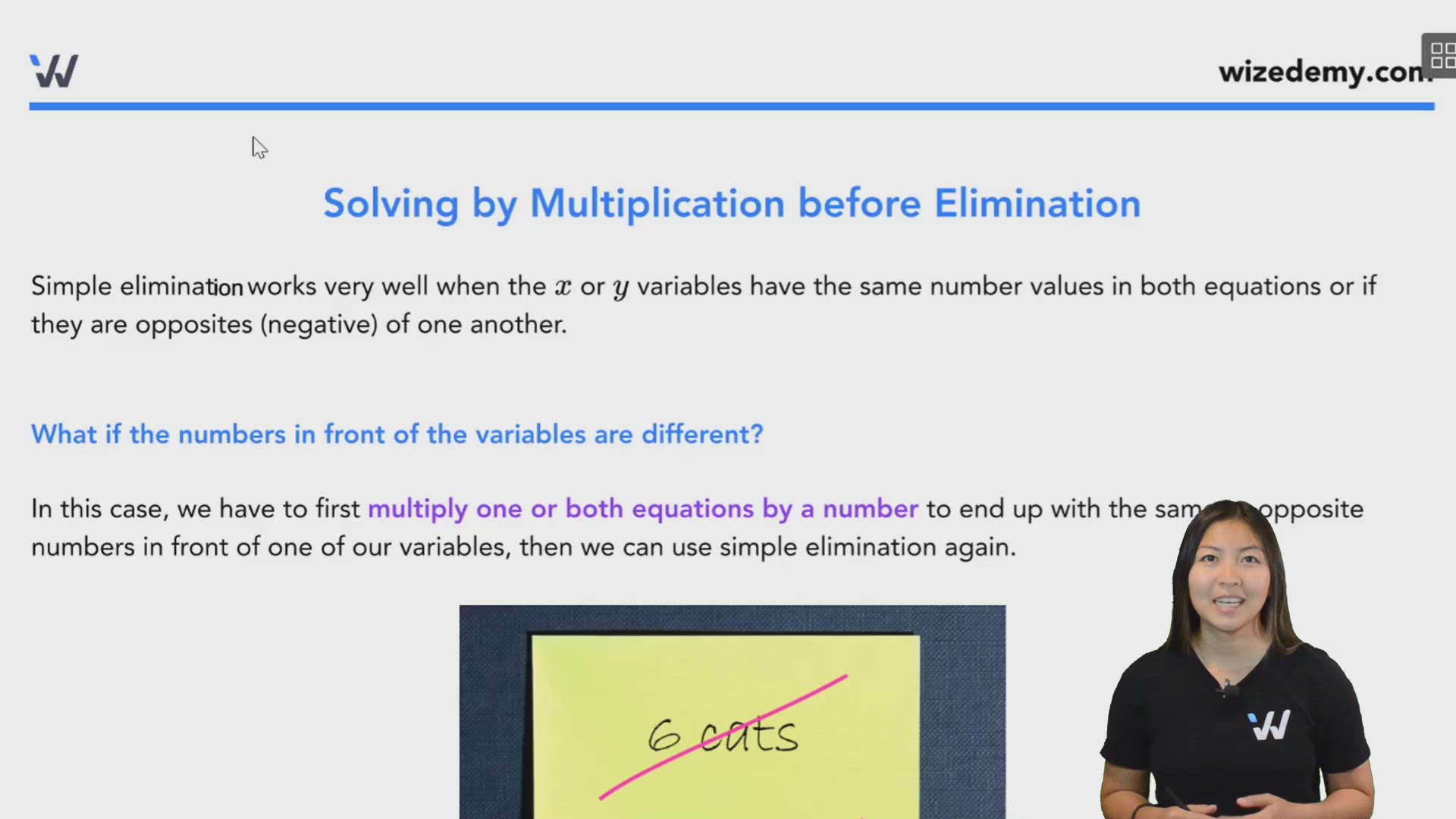 Solving by Elimination (Part 2) - Wize High School Grade 10 Math ...