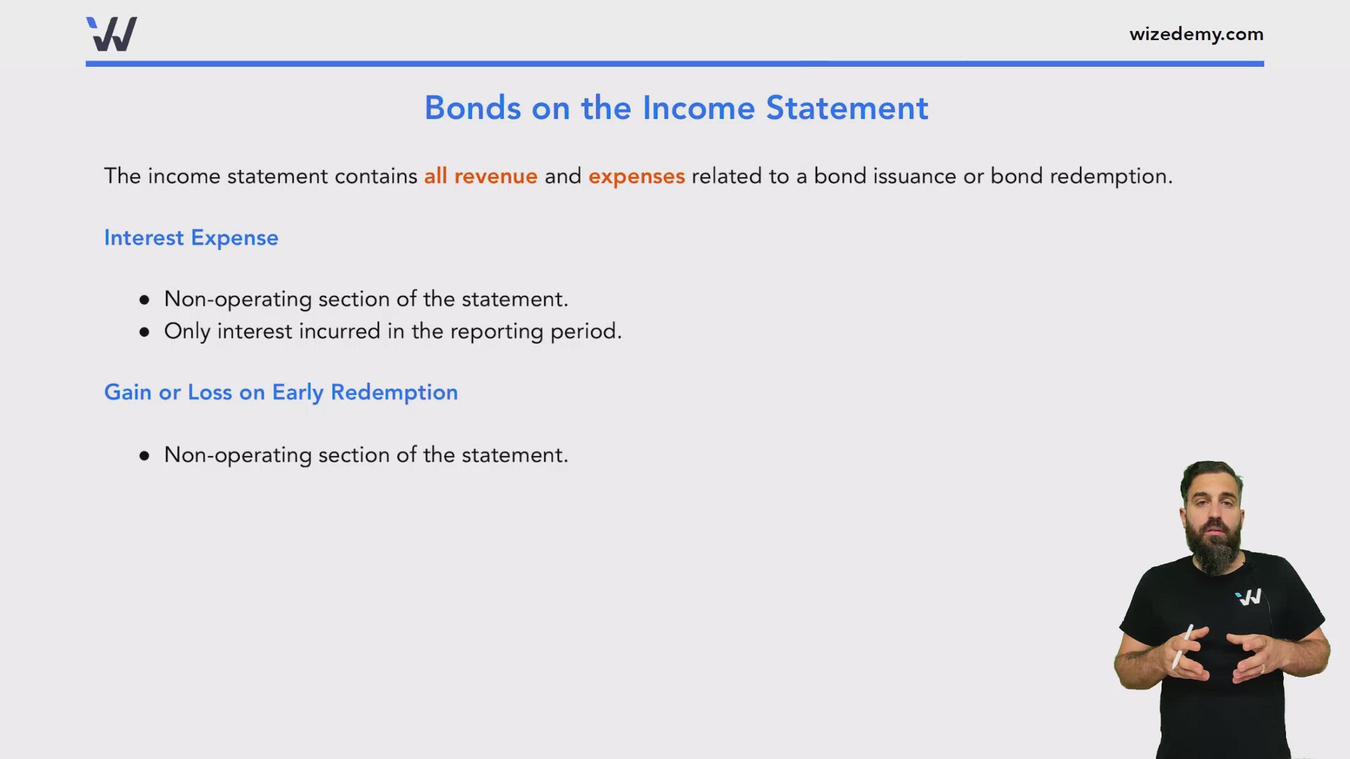 Bond Related Accounts on the Income Statement - Wize University ...
