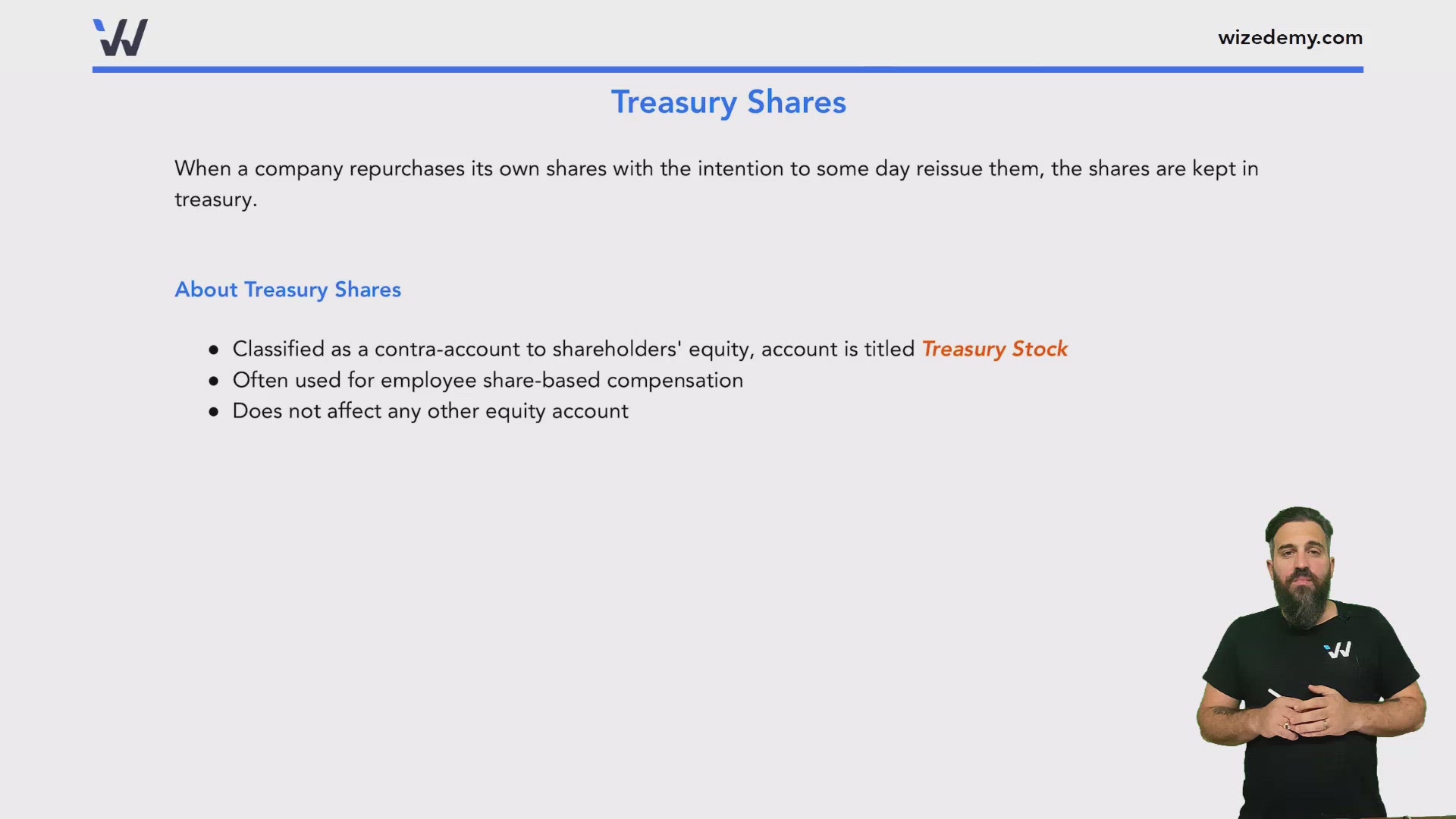 Treasury Shares - Wize University Introduction to Financial Accounting ...