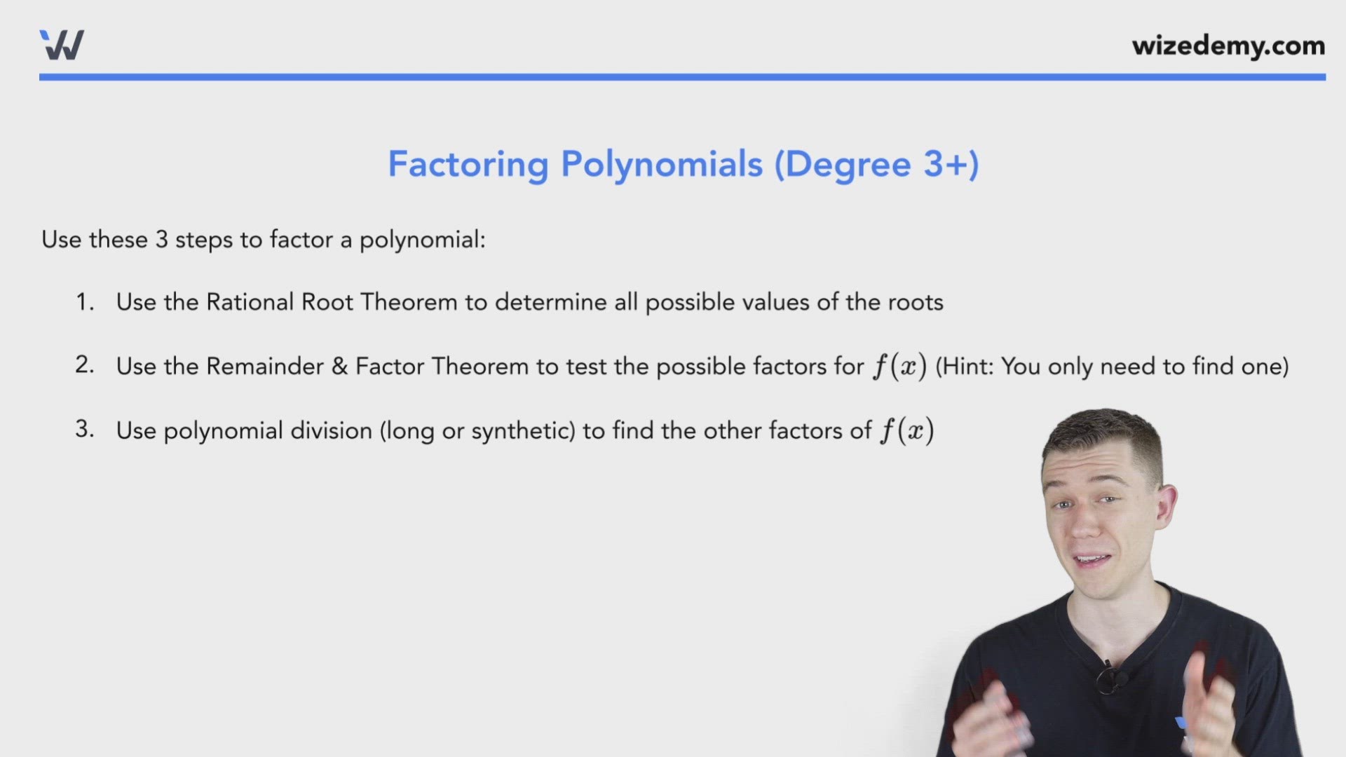 Factoring Polynomials (Degree 3+) - Wize High School Grade 12 Pre ...