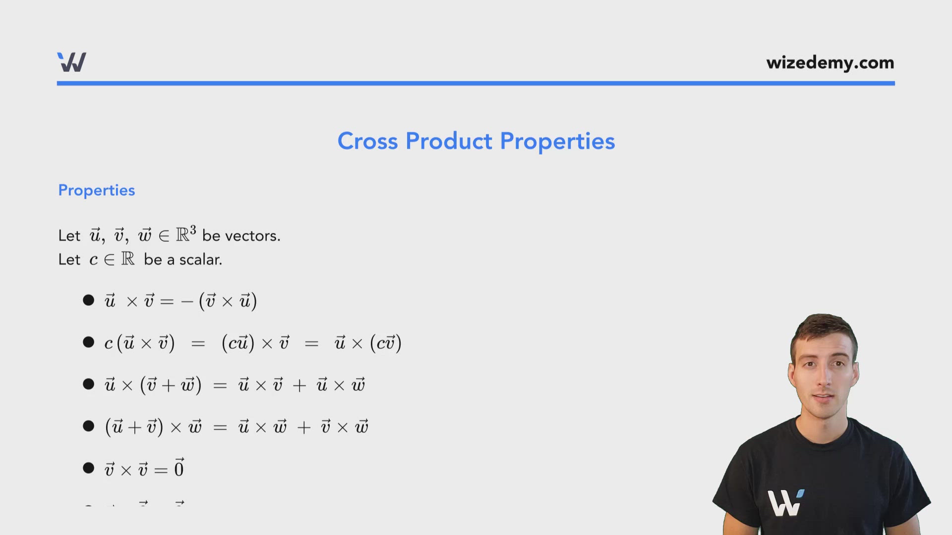 Cross Product Properties - Wize University Linear Algebra Textbook | Wizeprep