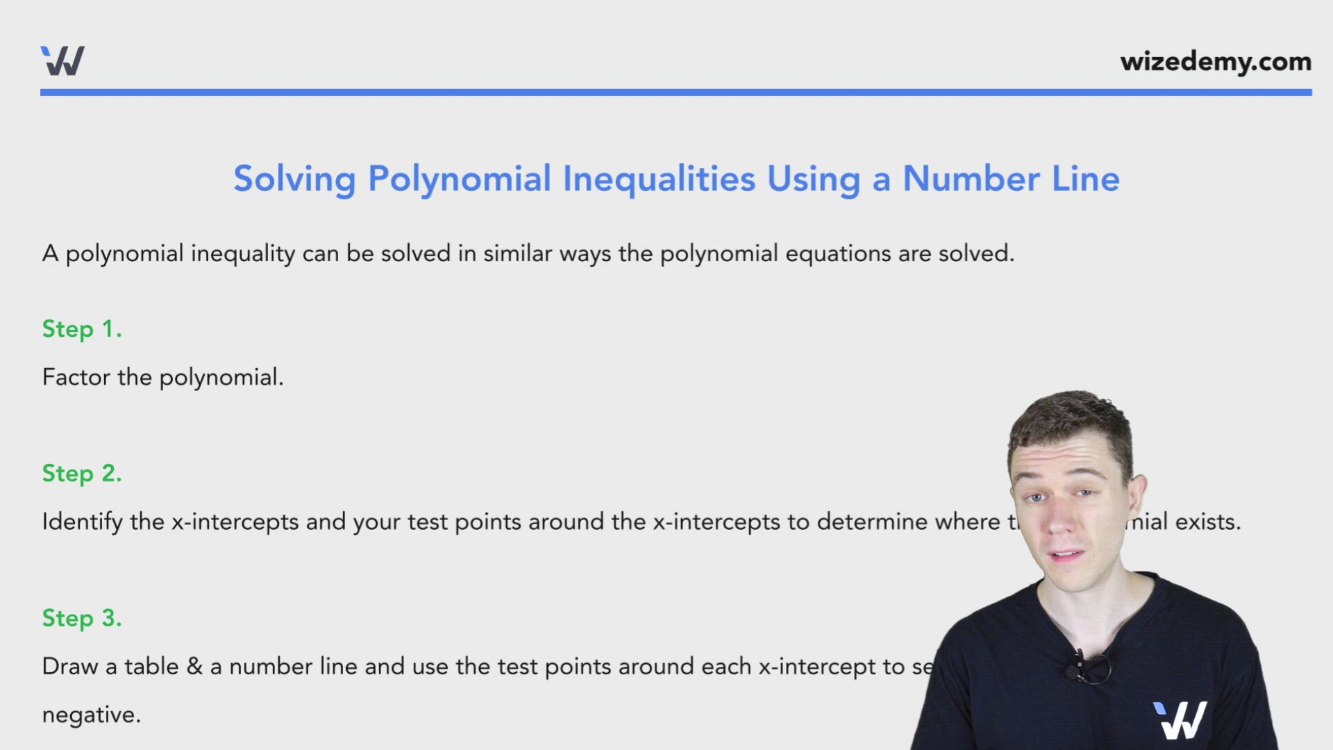 Solving Polynomial Inequalities (Number Line) - Wize High School Grade 12 Pre-Calculus Textbook ...