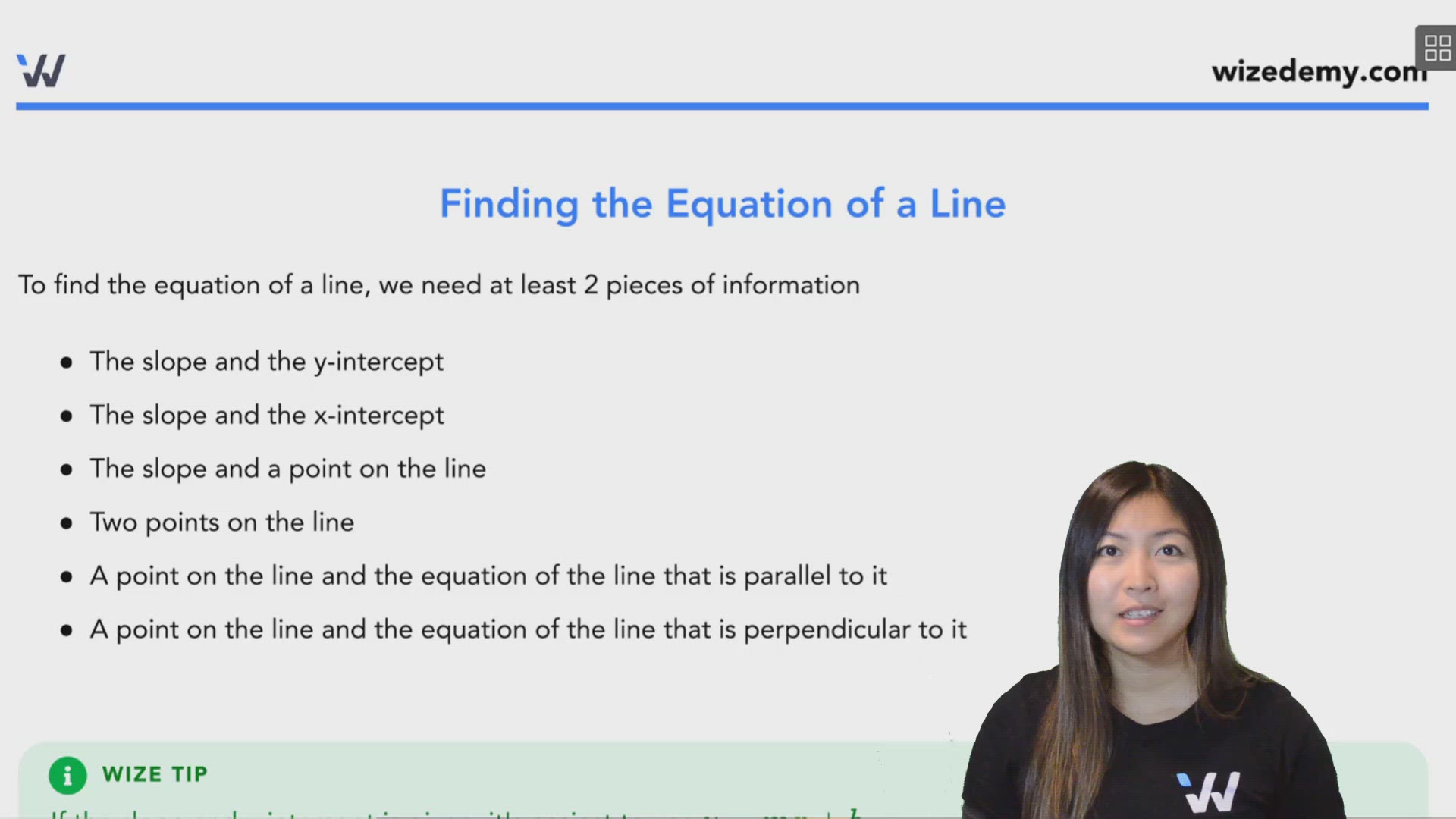 Finding the Equation of a Line - Wize High School Grade 9 Math Textbook ...