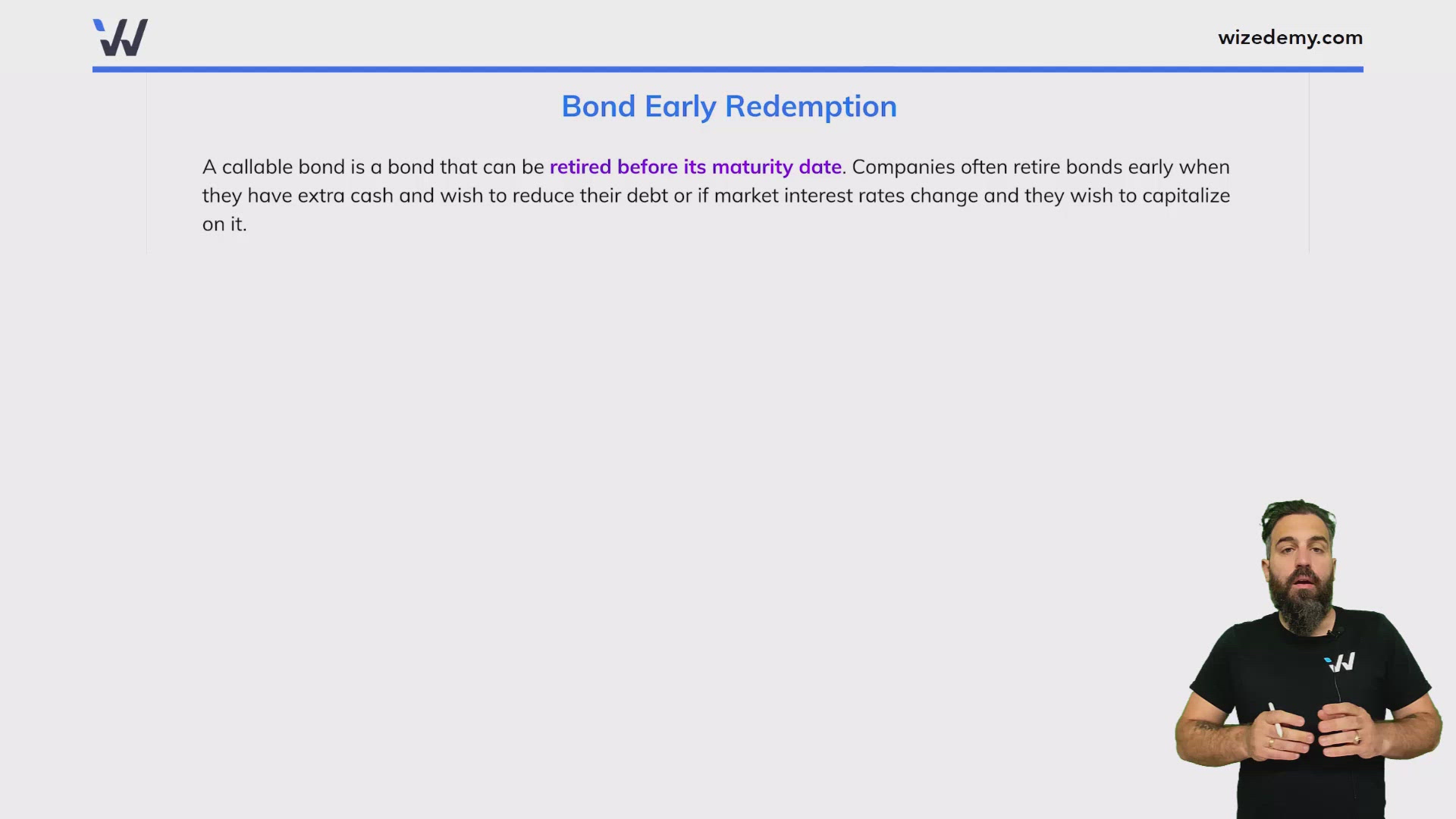 Early Redemption of Bonds - Wize University Introduction to Financial ...