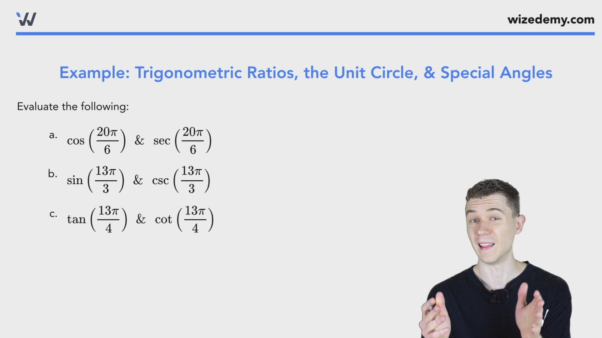 Special Angles & Unit Circle in Radians - Wize High School Grade 12 Pre ...