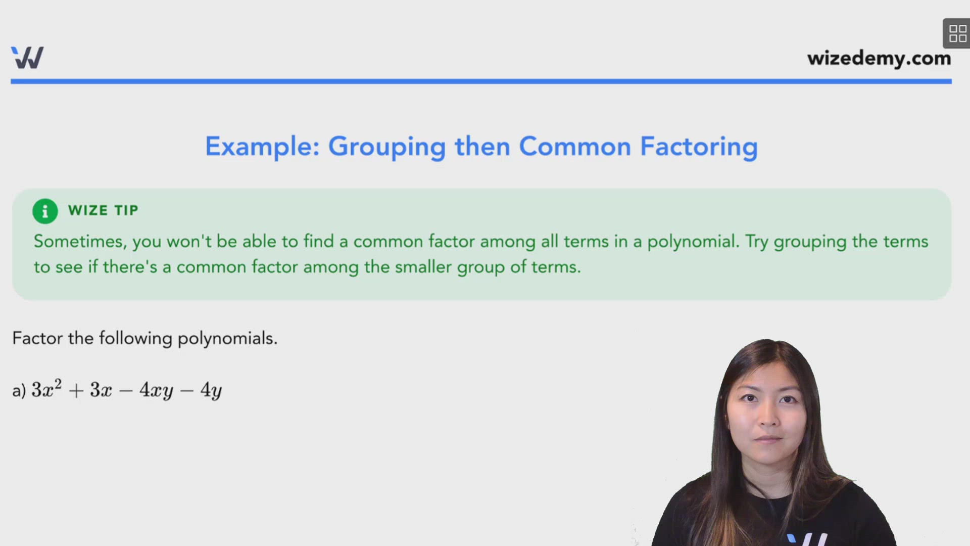 Common Factoring - Wize High School Grade 10 Math Textbook | Wizeprep