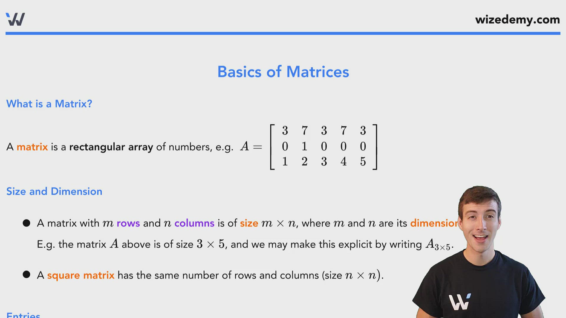 Basics of Matrices - Wize University Linear Algebra Textbook | Wizeprep