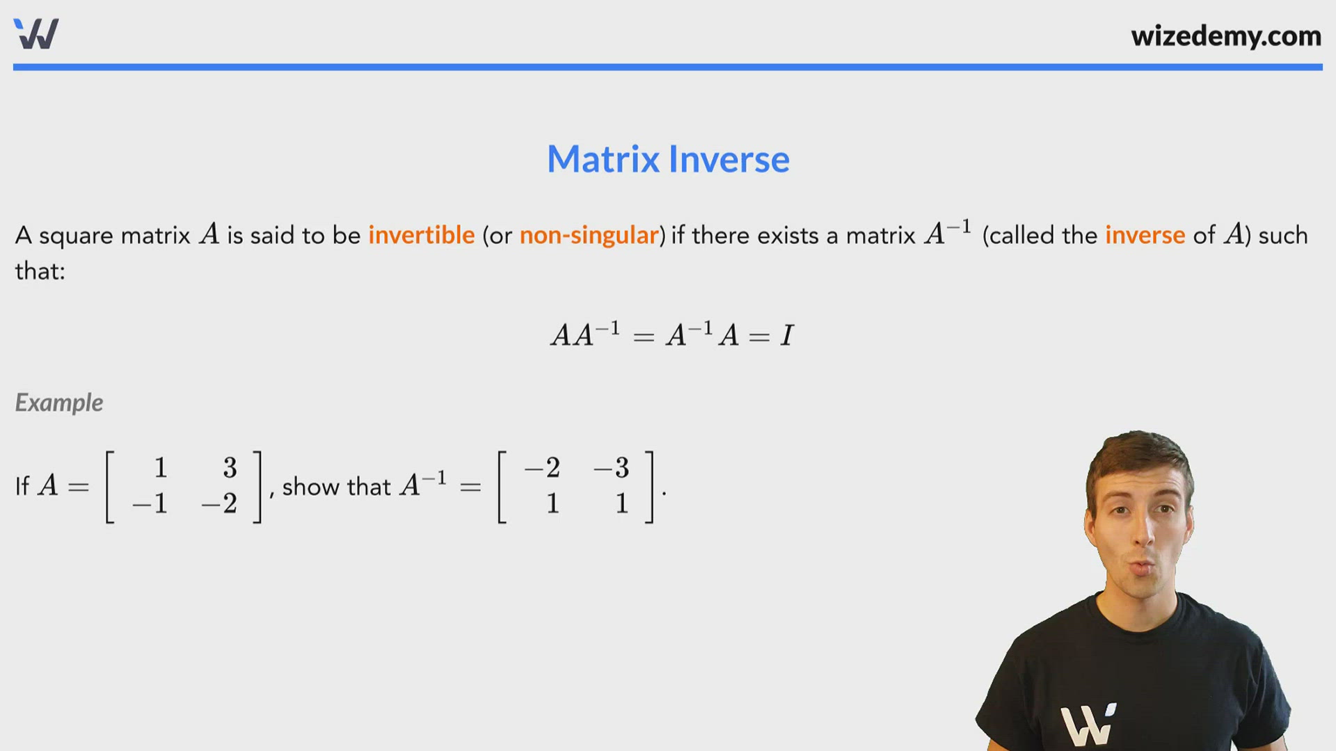 Matrix Inverse - Wize University Linear Algebra Textbook | Wizeprep