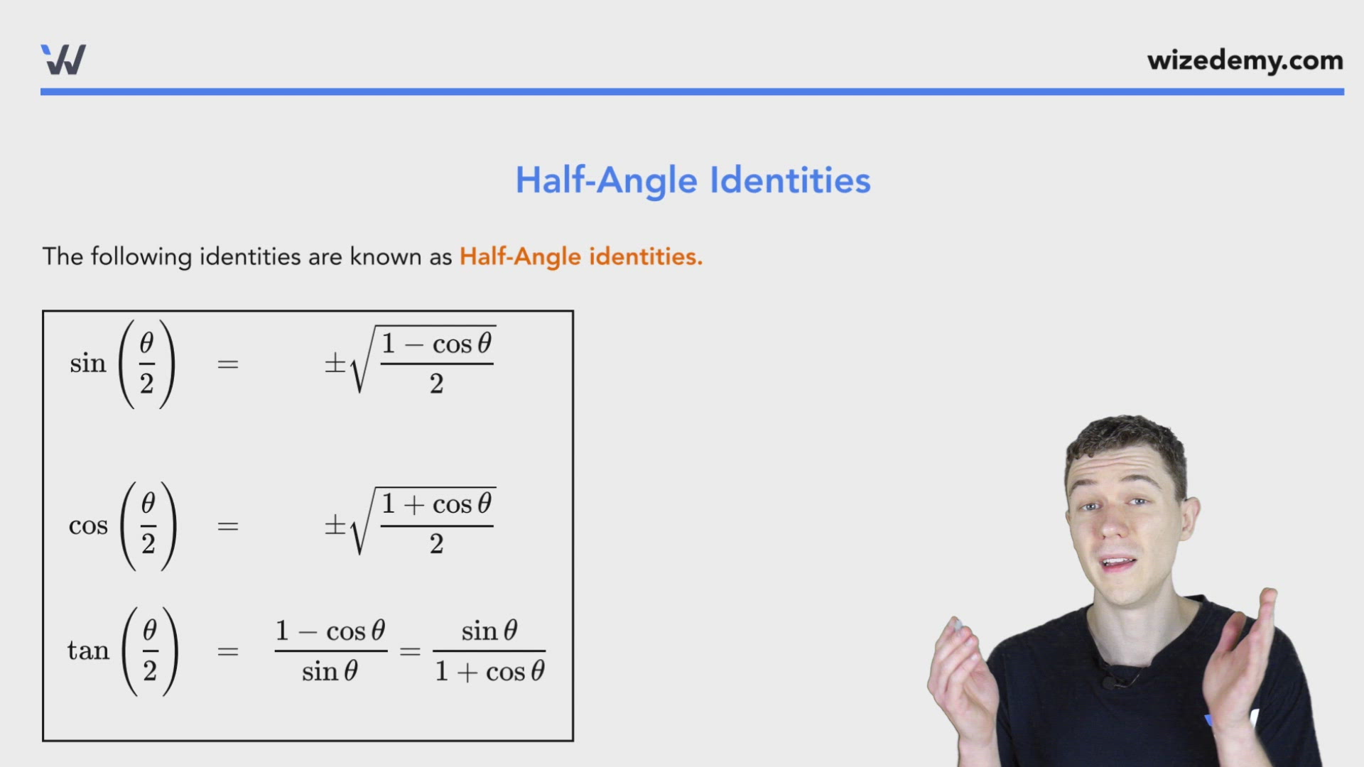 Double & Half Angle Identities - Wize High School Grade 12 Pre-Calculus ...