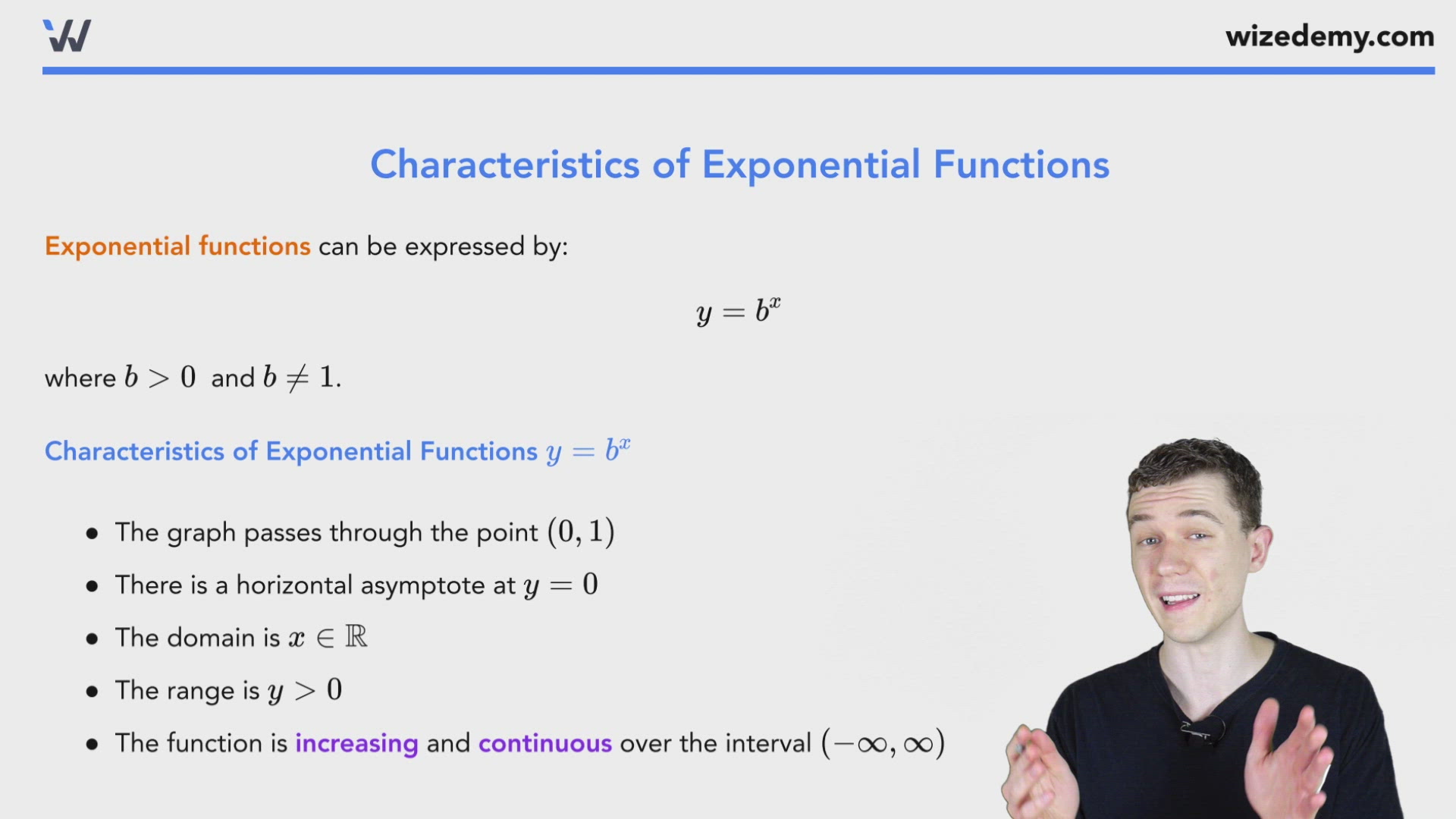 Characteristics of Exponential Functions - Wize High School Grade 12 ...