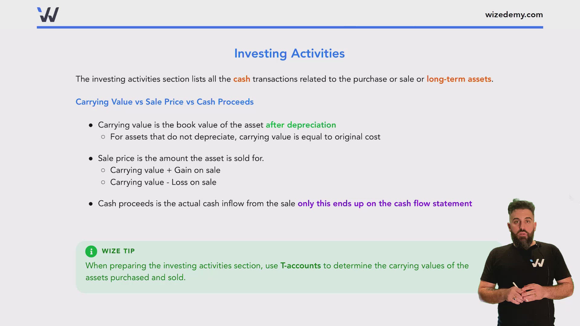 Investing Activities Section - Wize University Introduction to ...