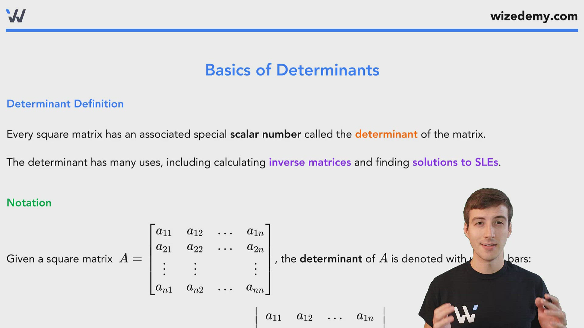 Basics of Determinants - Wize University Linear Algebra Textbook | Wizeprep