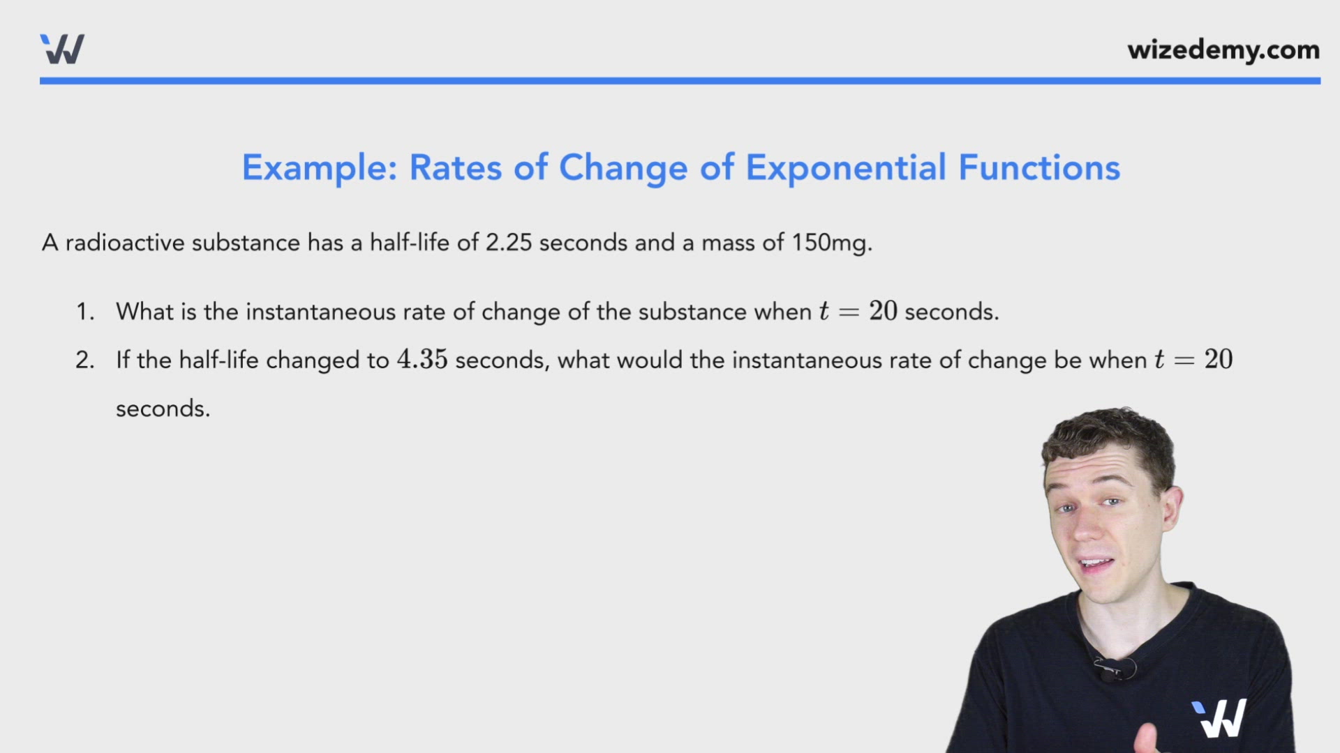 Rates of Change of Exponential Functions - Wize High School Grade 12 ...