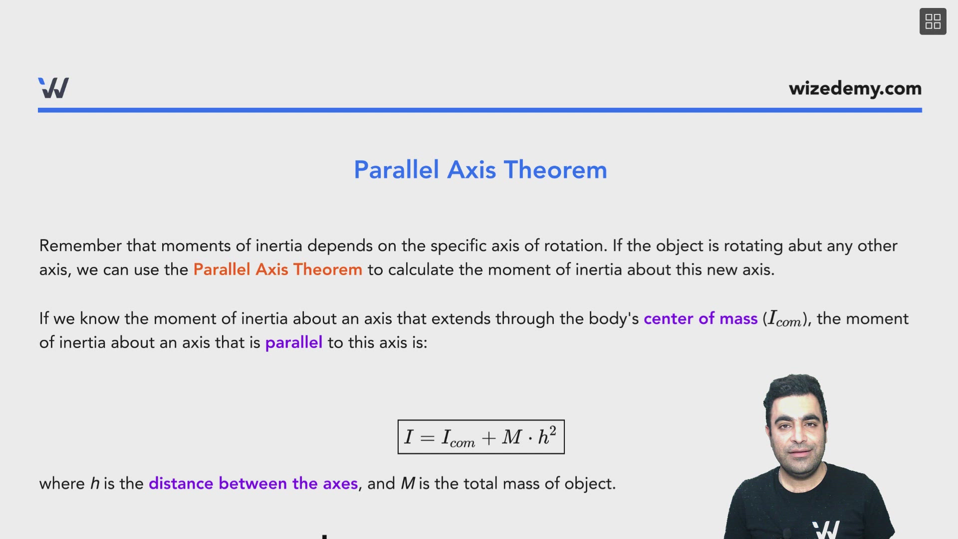 Parallel Axis Theorem - Wize University Physics Textbook (Master) | Wizeprep