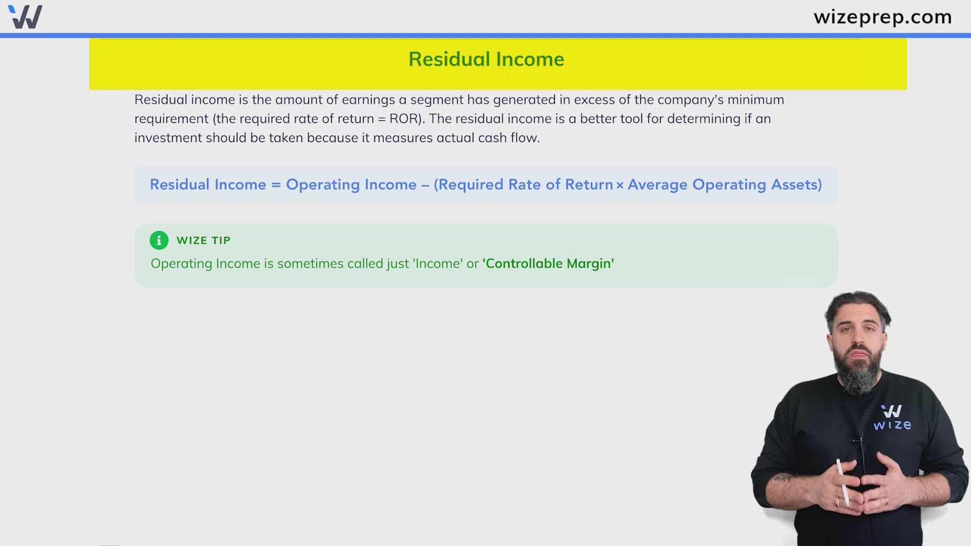 Residual Income - Wize University Managerial Accounting Textbook | Wizeprep