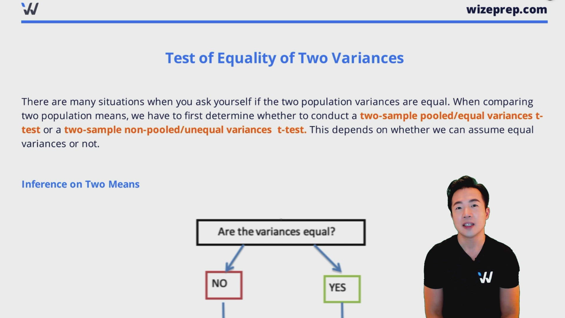 Test Of Equality Of Two Variances Wize University Statistics Textbook Test Of Equality Of Two Variances Wize University Statistics Textbook