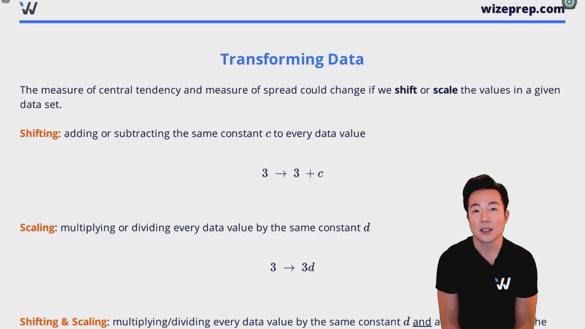 Linear Transformation of Data - Wize University Statistics Textbook | Wizeprep