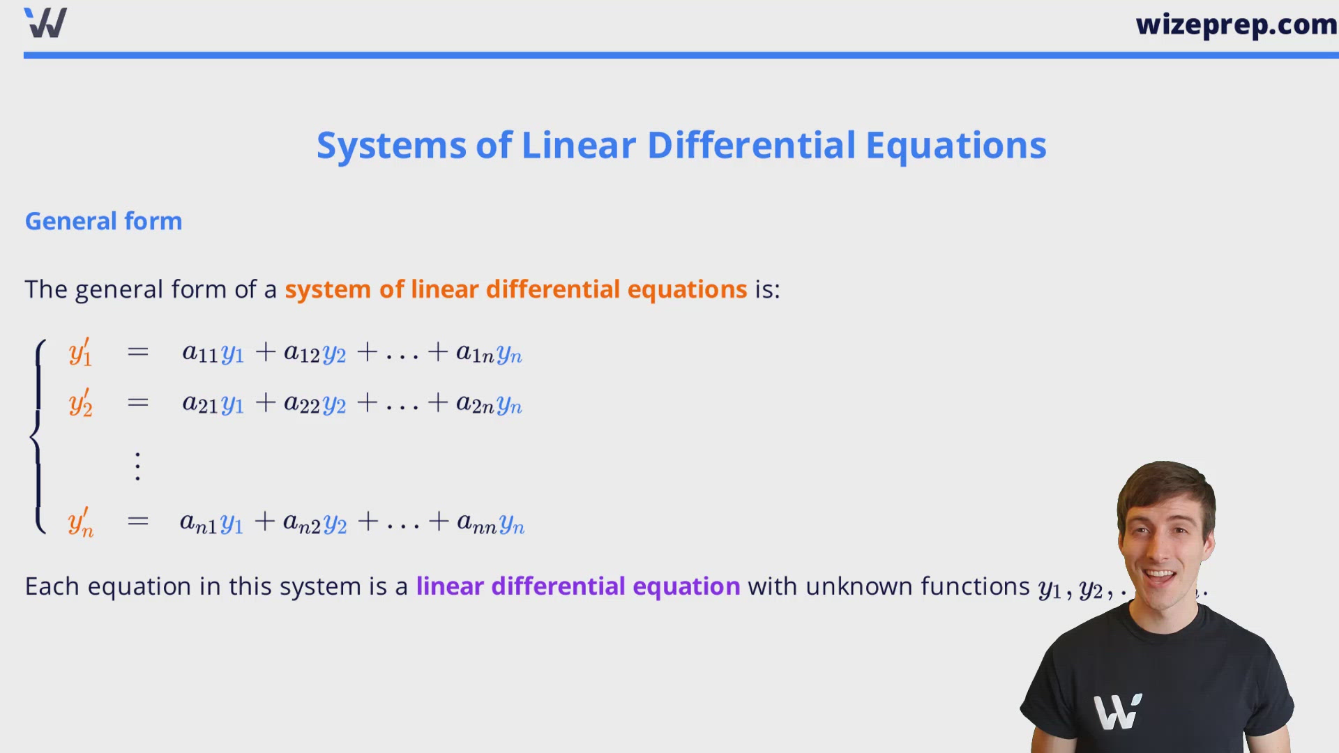 Systems of Linear Differential Equations - Wize University Linear ...