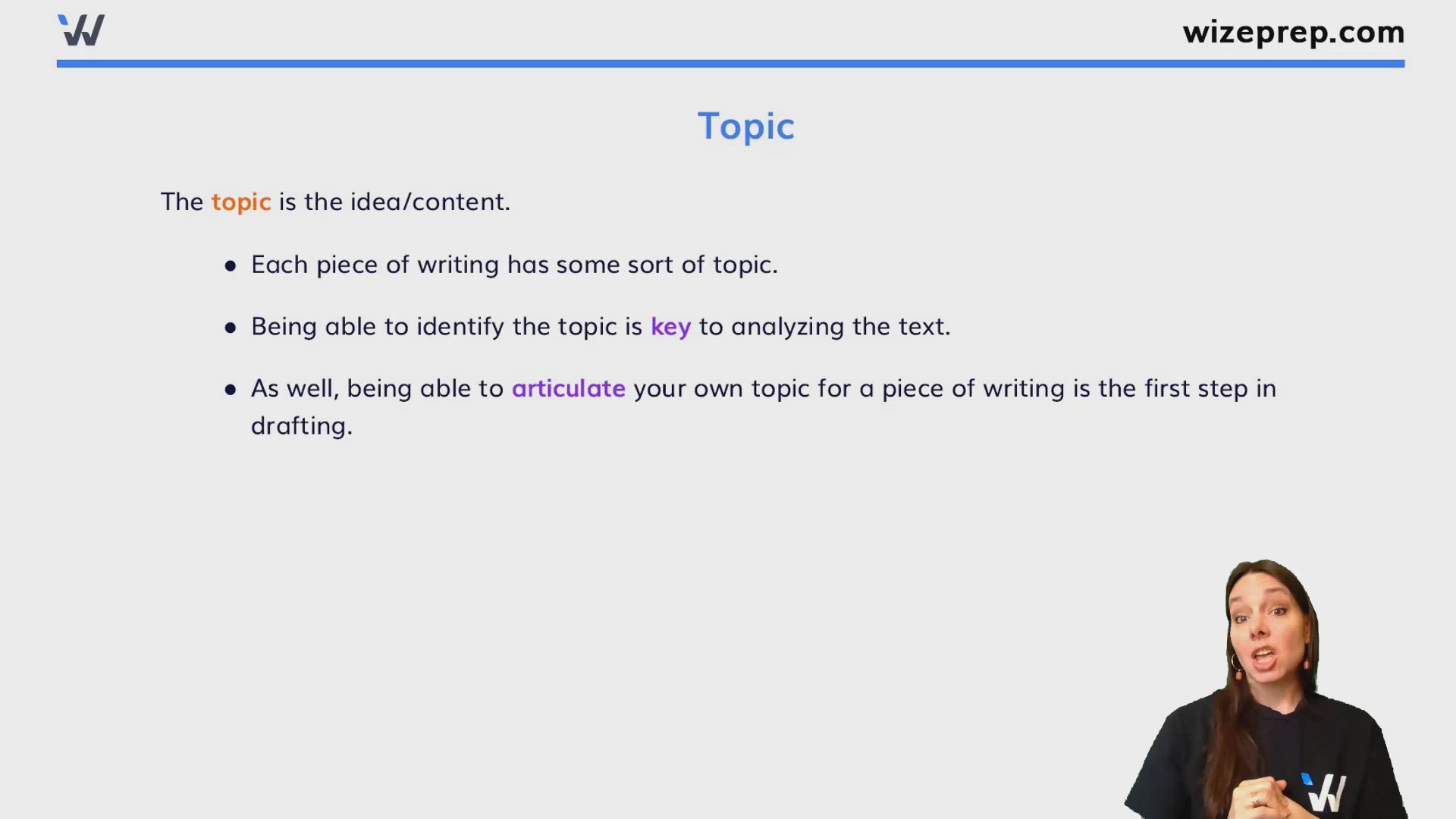 Topic, Purpose & Audience - Wize Core English Textbook | Wizeprep